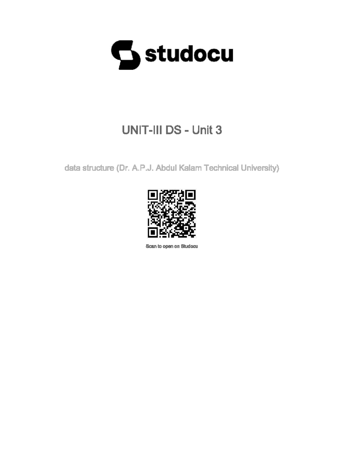 DS Unit 3: Searching & Sorting Algorithms - AKTU - Studocu