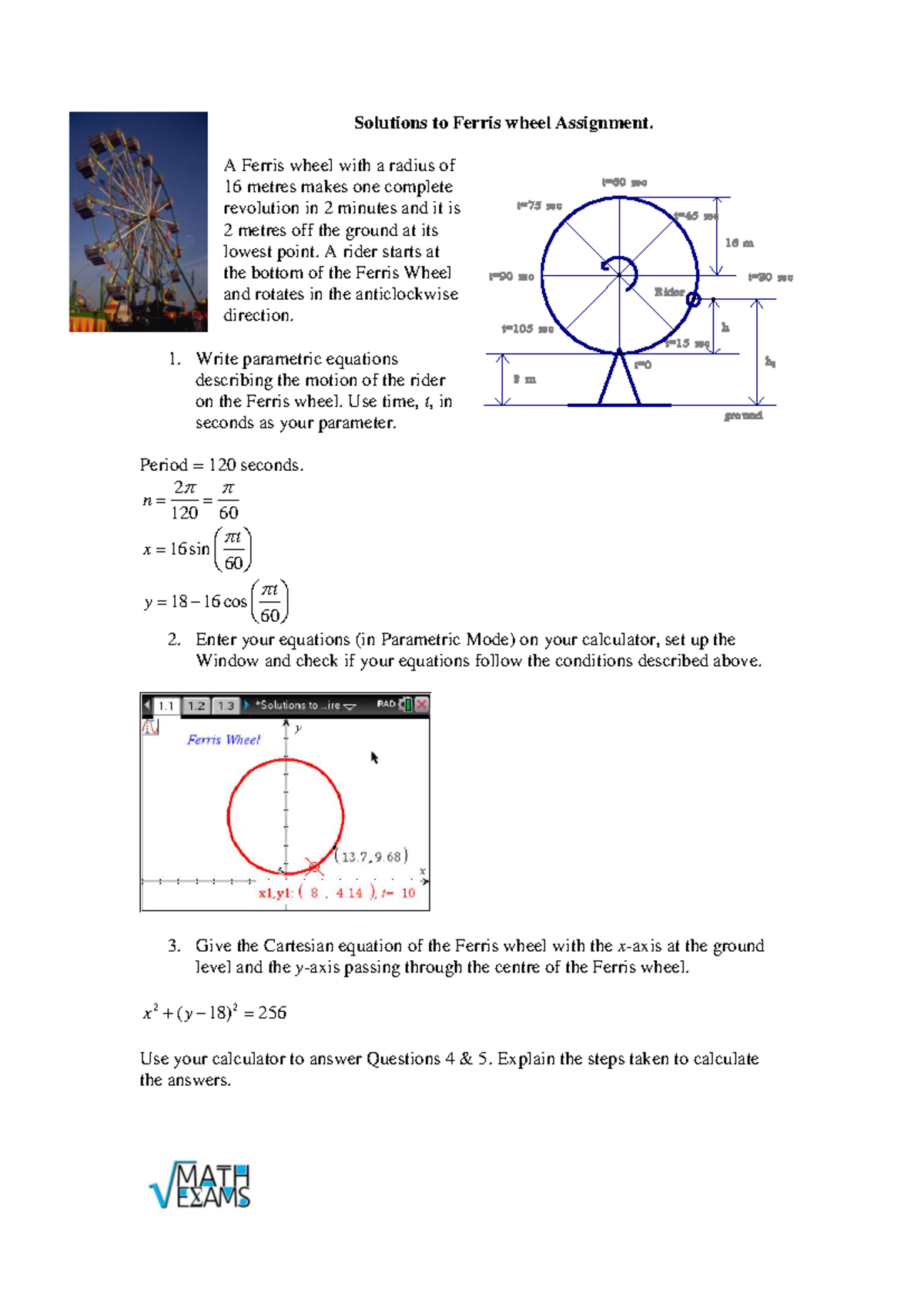 2015 MATHEMATICS UNIT 3 Ferris Wheel Assignment Solutions - Studocu