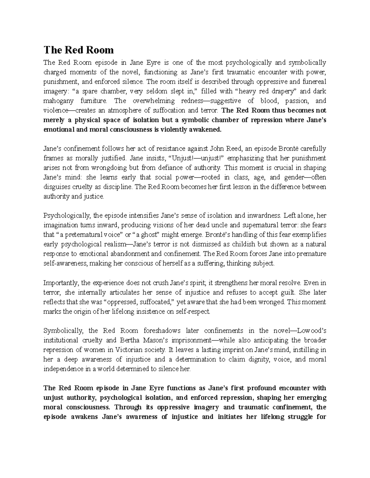 Jane Eyre (ENG 101): Analyzing Power, Repression, and Female Autonomy ...