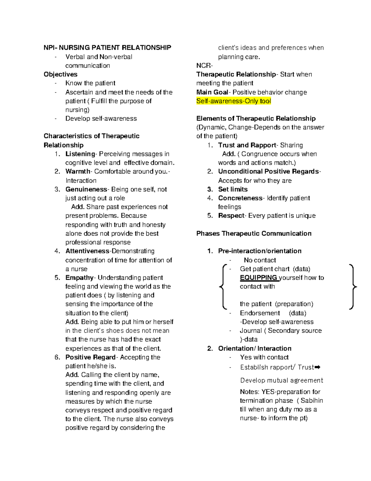 NPI- Nursing Patient Relationship - NPI- NURSING PATIENT RELATIONSHIP ...