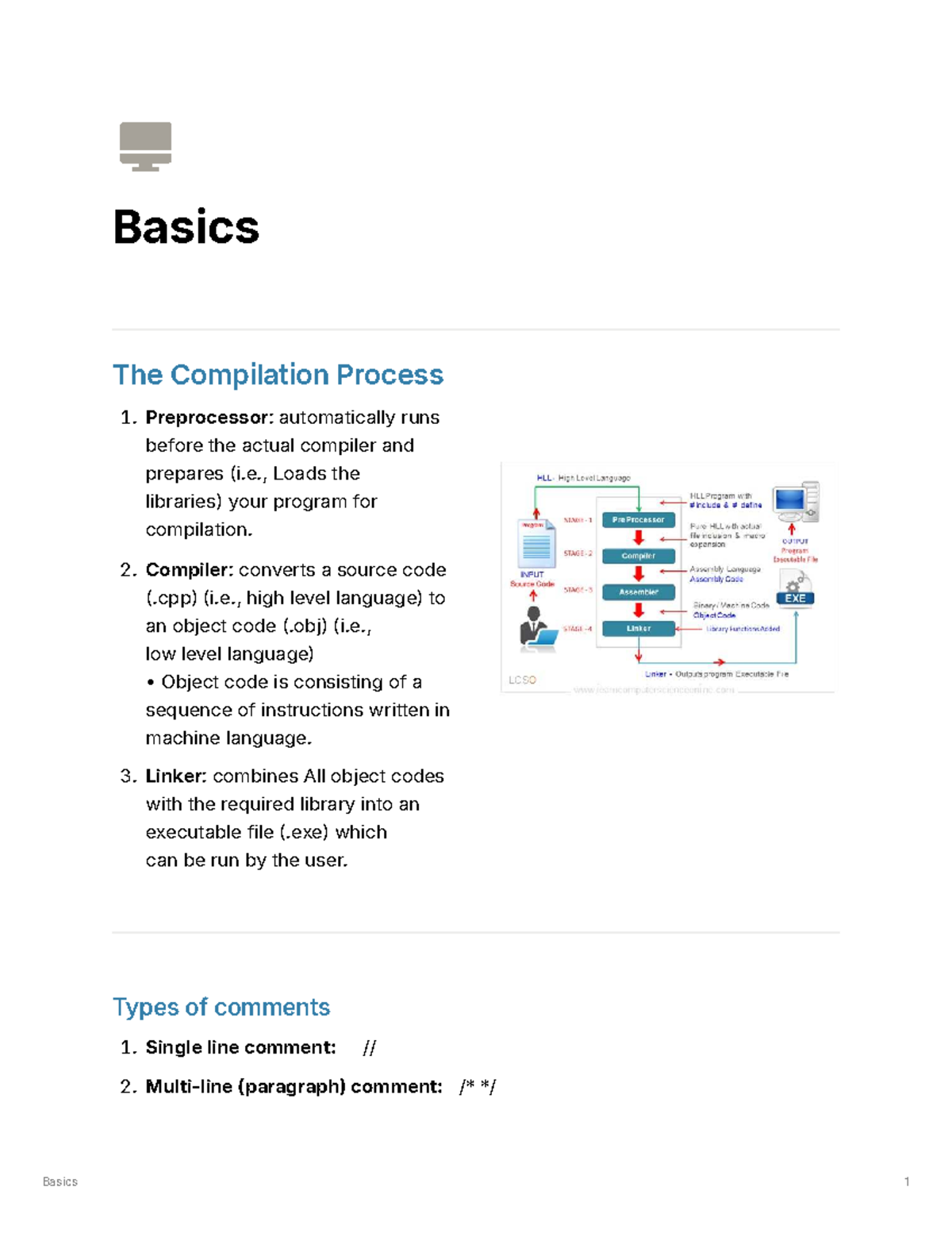 Cpp basics - c++ - Basics The Compilation Process Preprocessor ...