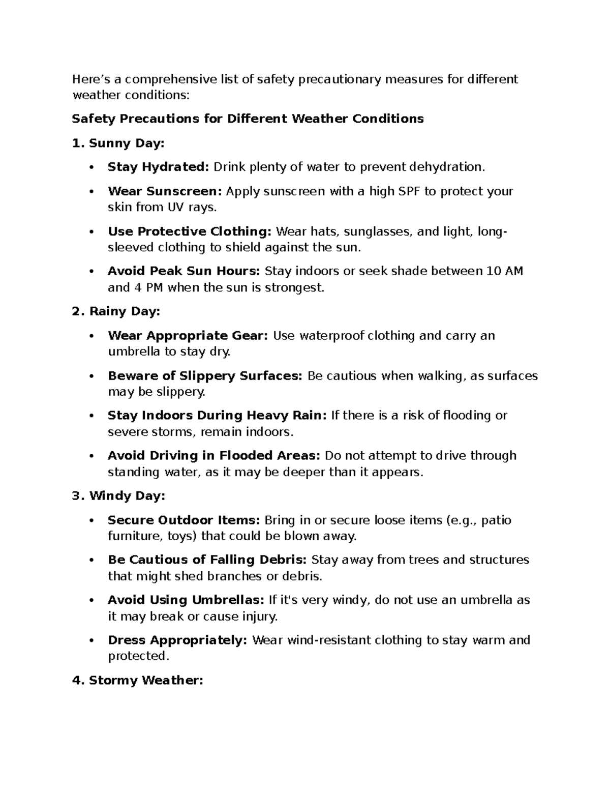 Safety Precautions for Weather Conditions: A Lesson Plan for 3rd Grade ...