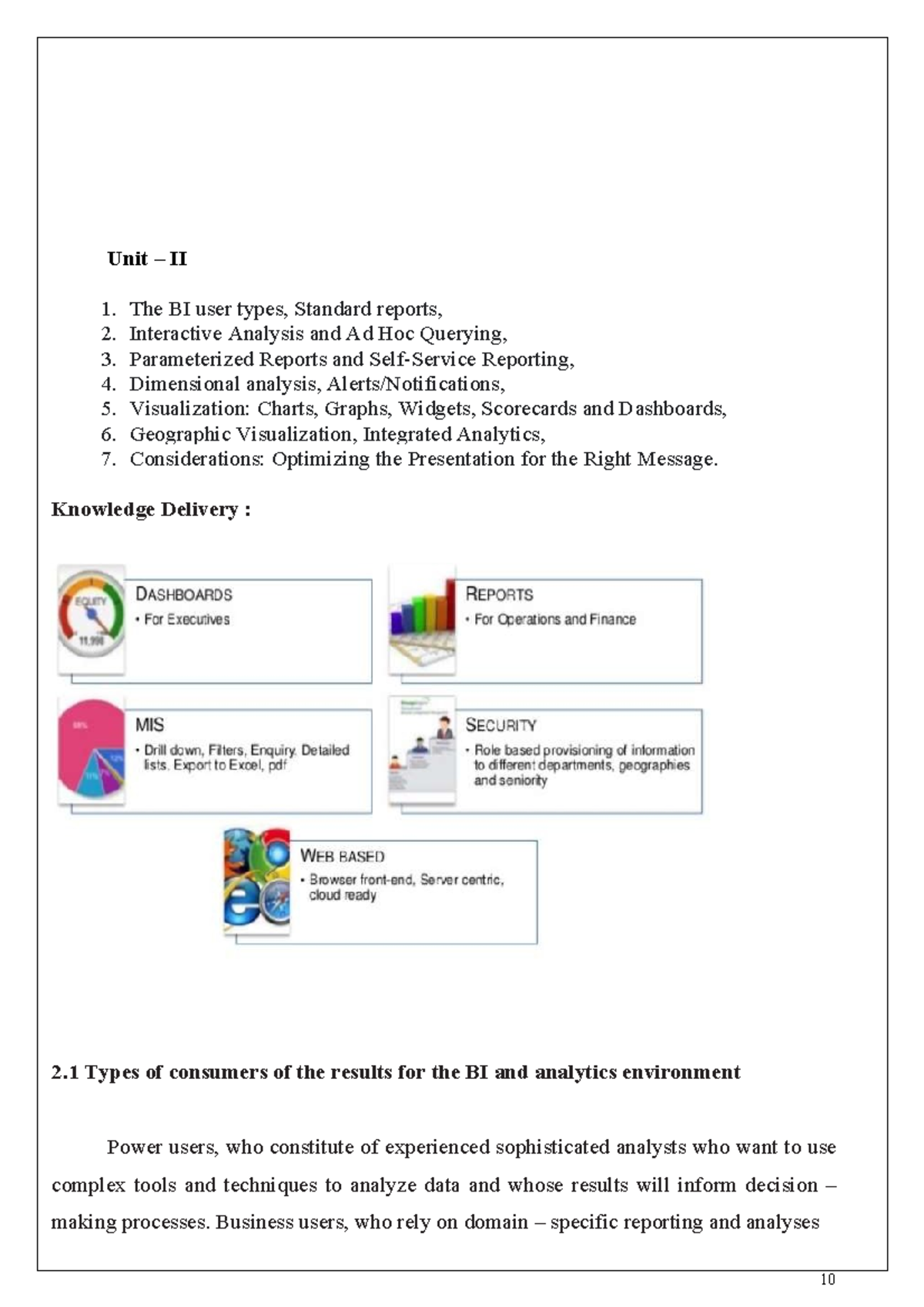 UNIT II - Data Visualization & Analytics: Reports & User Types - Studocu