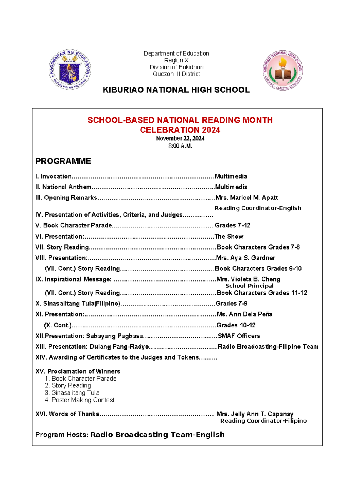 Reading Month 2024 Program & Contest Guidelines - Studocu