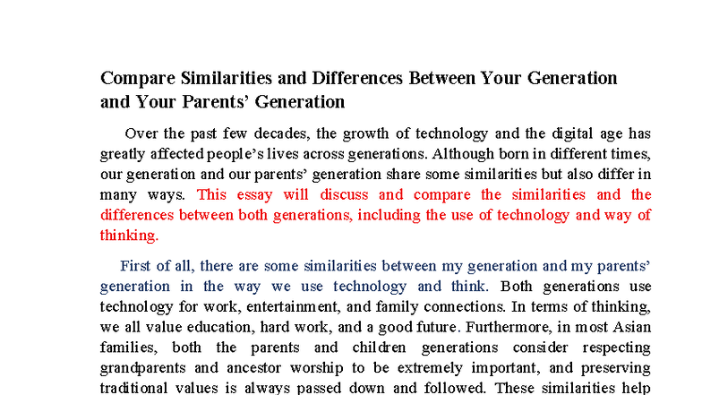 Comparing Generational Similarities & Differences in Tech Use - Studocu