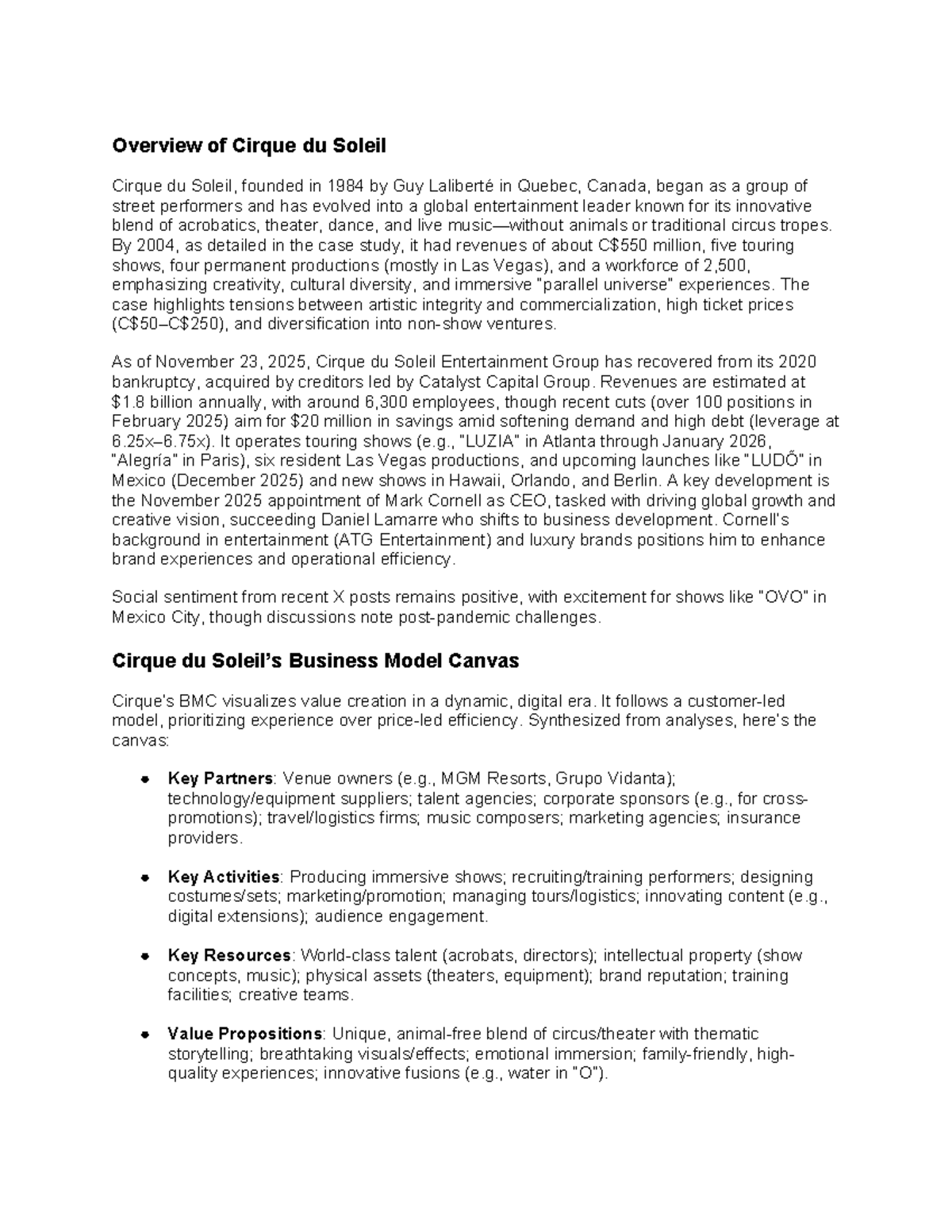 Case Study: Cirque du Soleil Business Model & Global Expansion ...