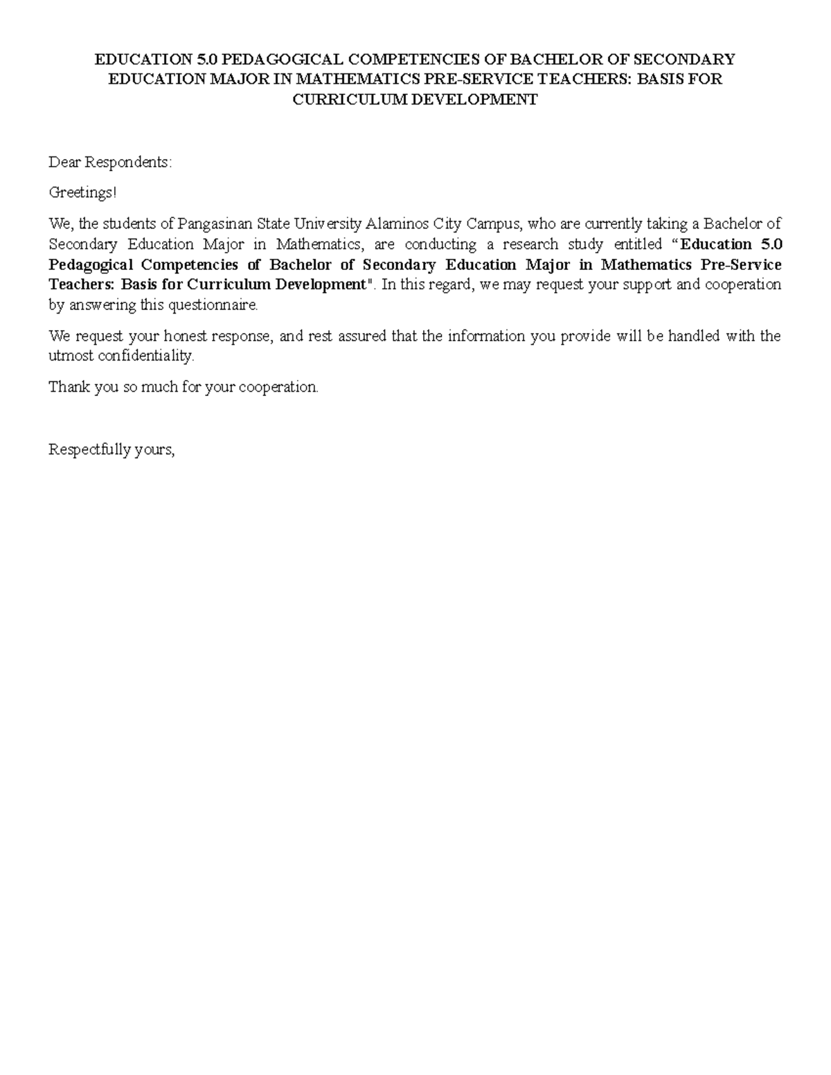 Group-7-Research-Questionnaire-Auto Recovered - EDUCATION 5 PEDAGOGICAL ...