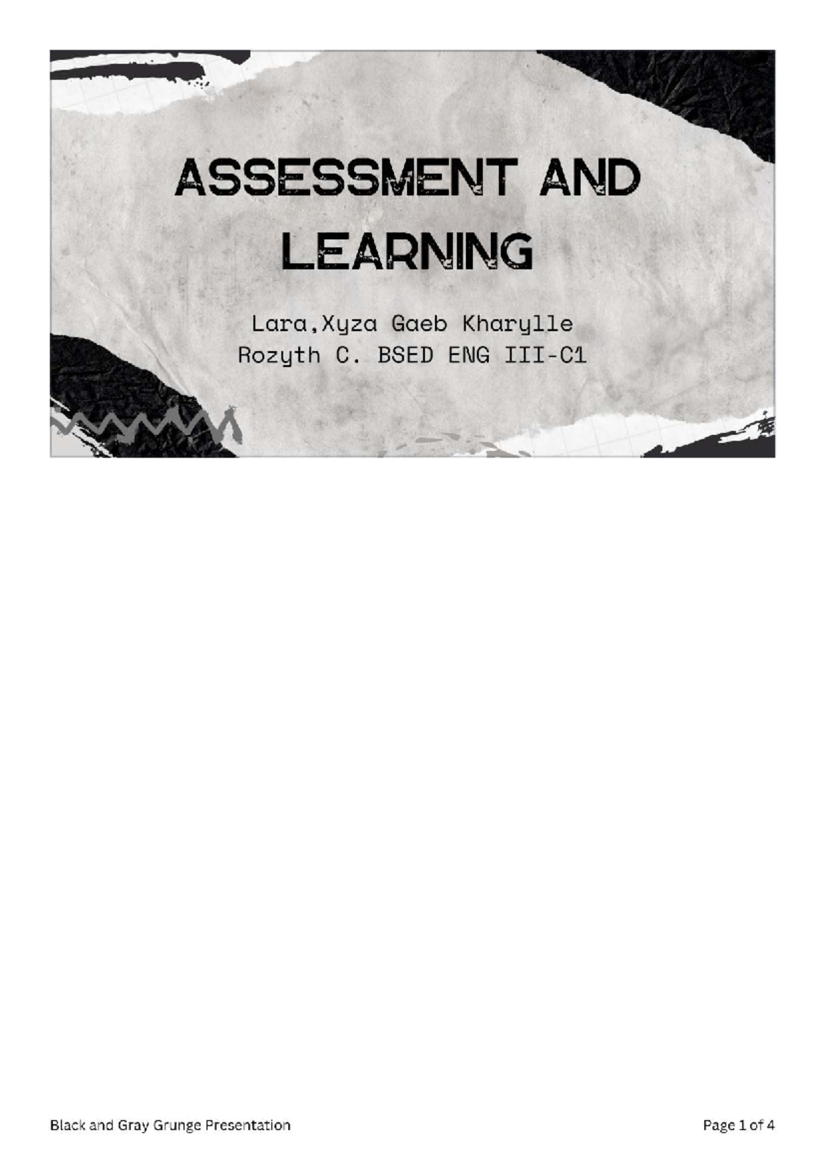 BSED ENG: Motivation in Assessment and Learning Presentation - Studocu