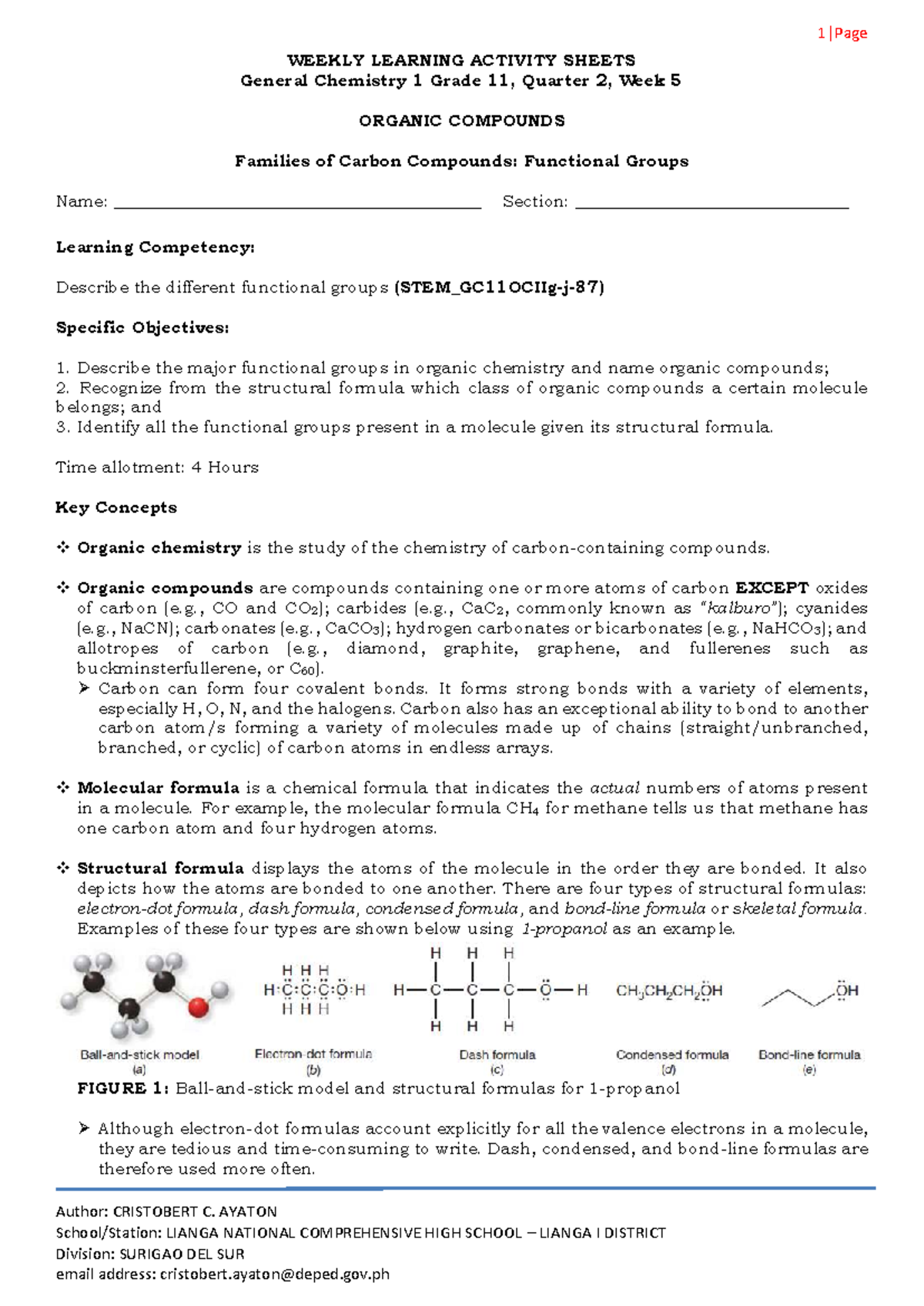 GC1 Q2 Week 5 - Organic Compounds and Functional Groups Study Guide ...