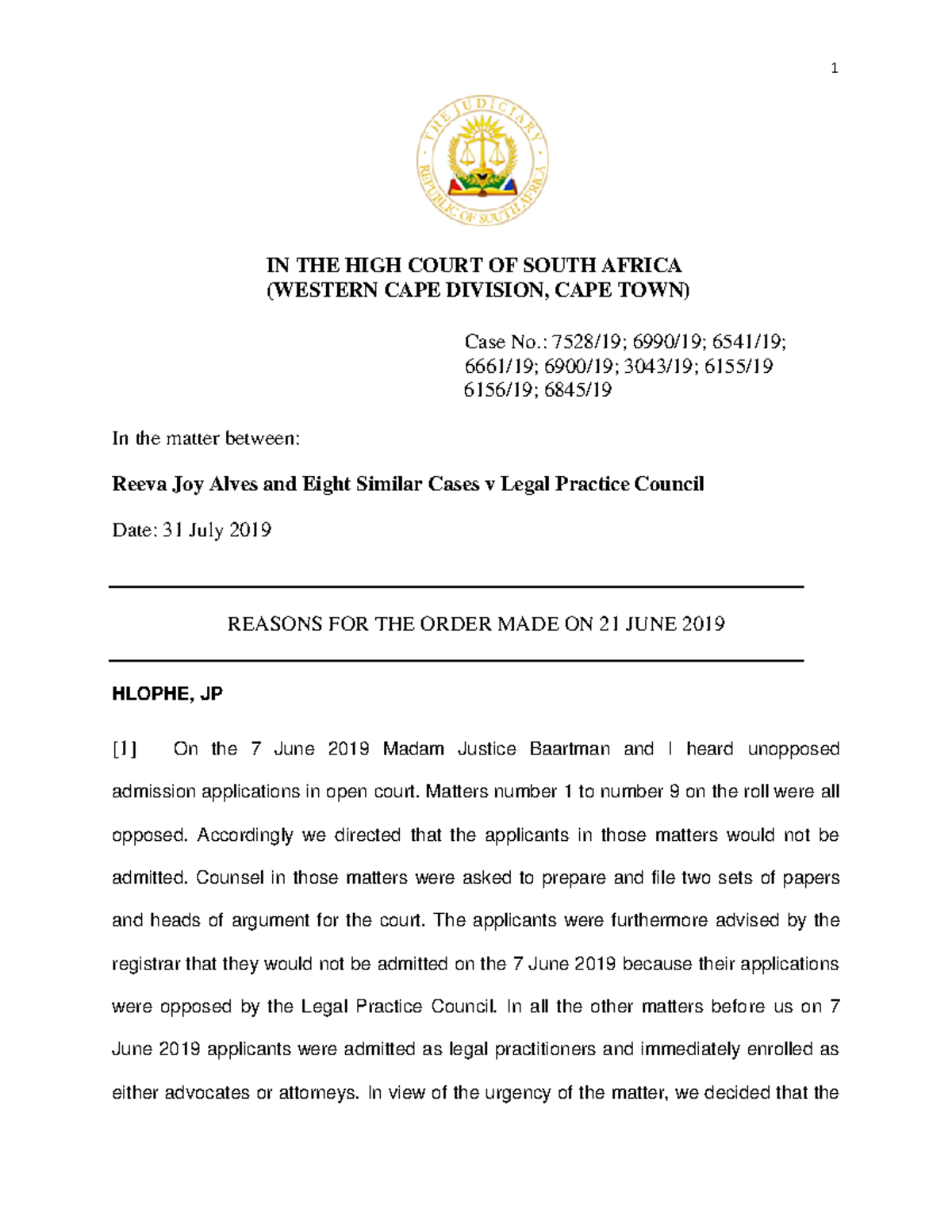 Alves v LPC - Case Summary on Admission Applications and Legal Practice ...