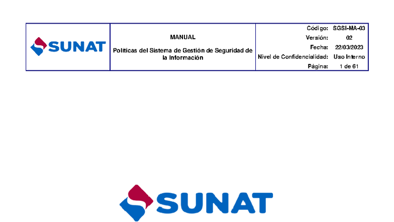 Manual de Políticas de Seguridad de la Información - SUNAT 2023 - Studocu
