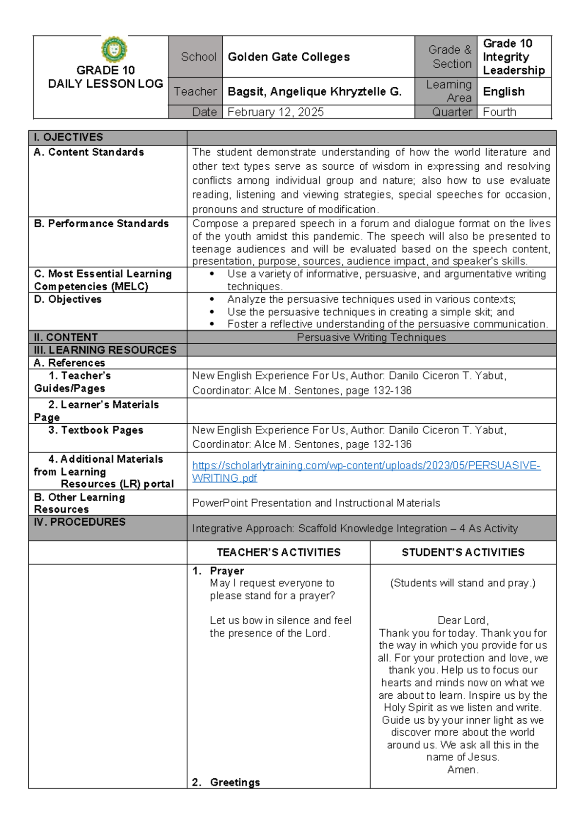 Edited-English-G10-Persuasive-Writing-techniques Q3-sendy LP - GRADE 10 ...