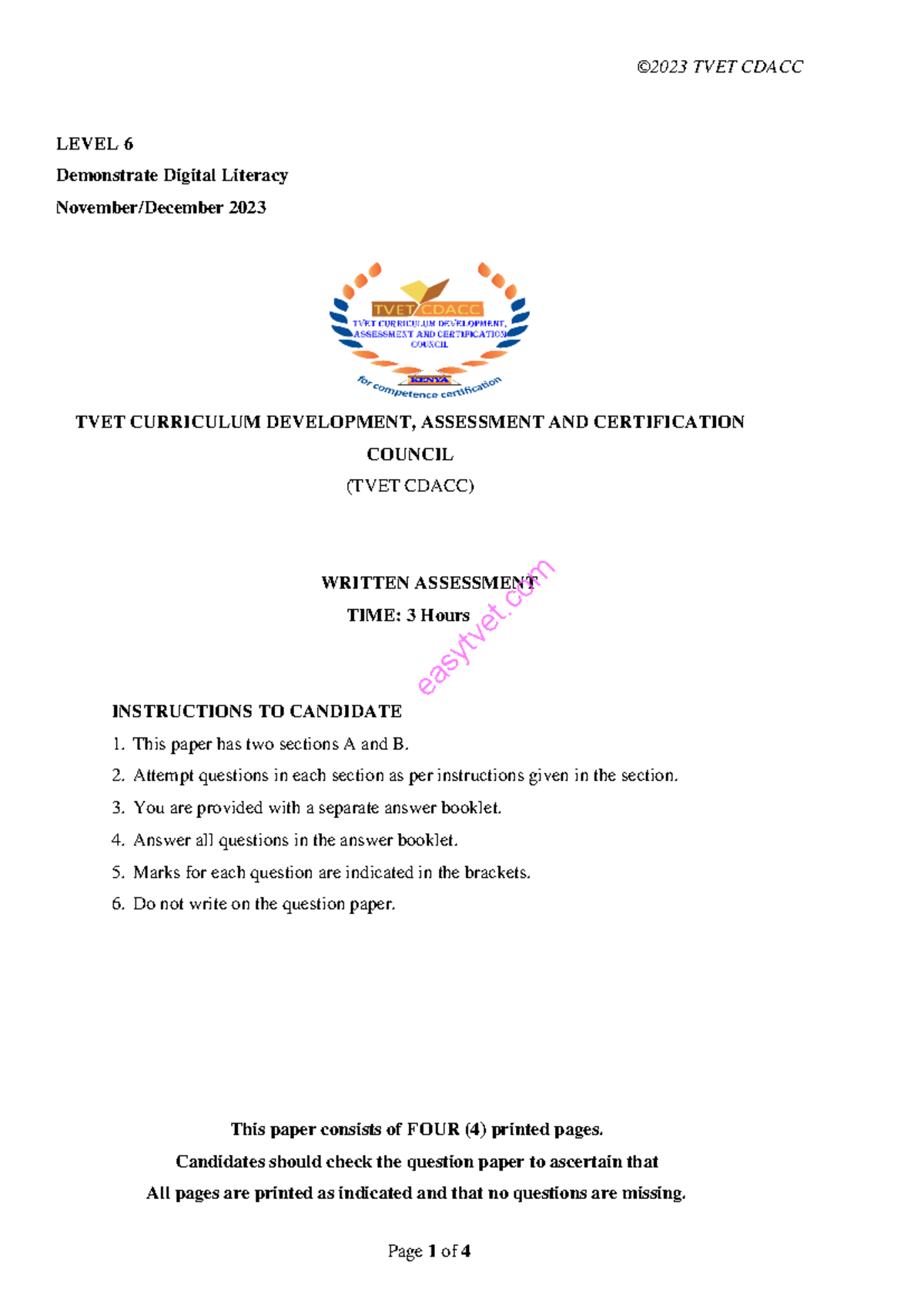 LEVEL 6 - Digital Literacy Written Assessment Revision (2023n) - Studocu