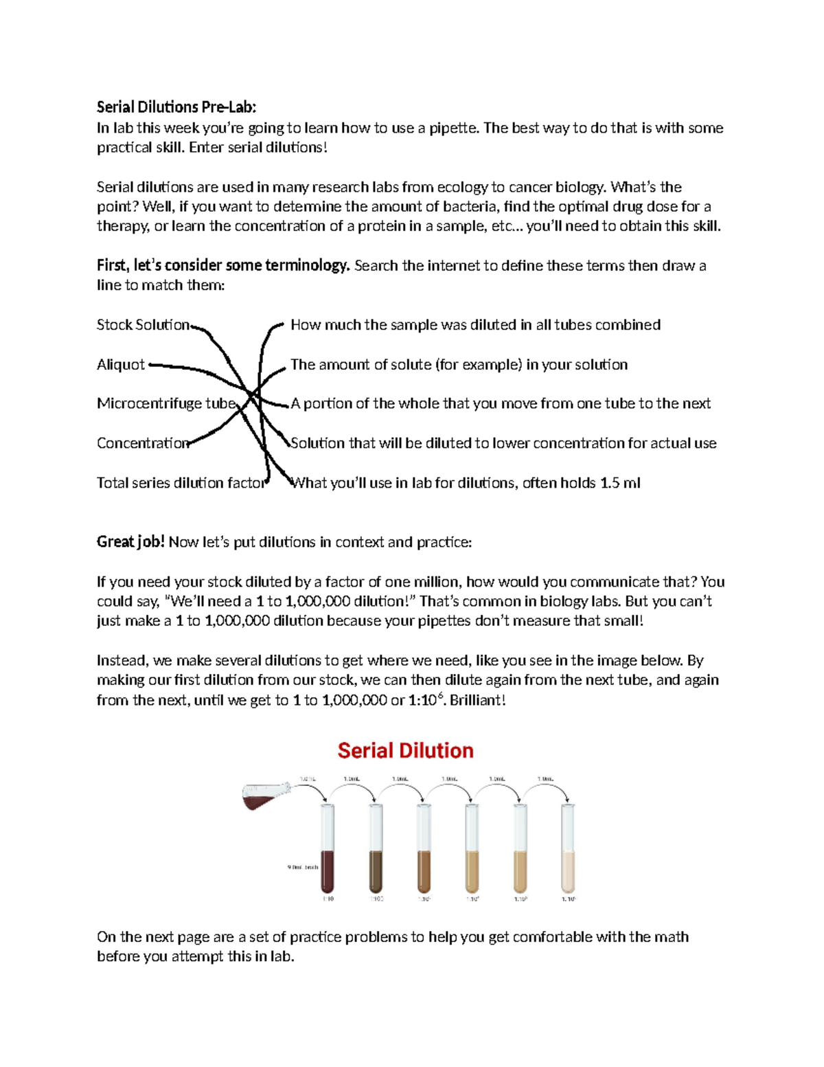 Serial Dilutions Pre-Lab: Mastering Pipetting Techniques and ...