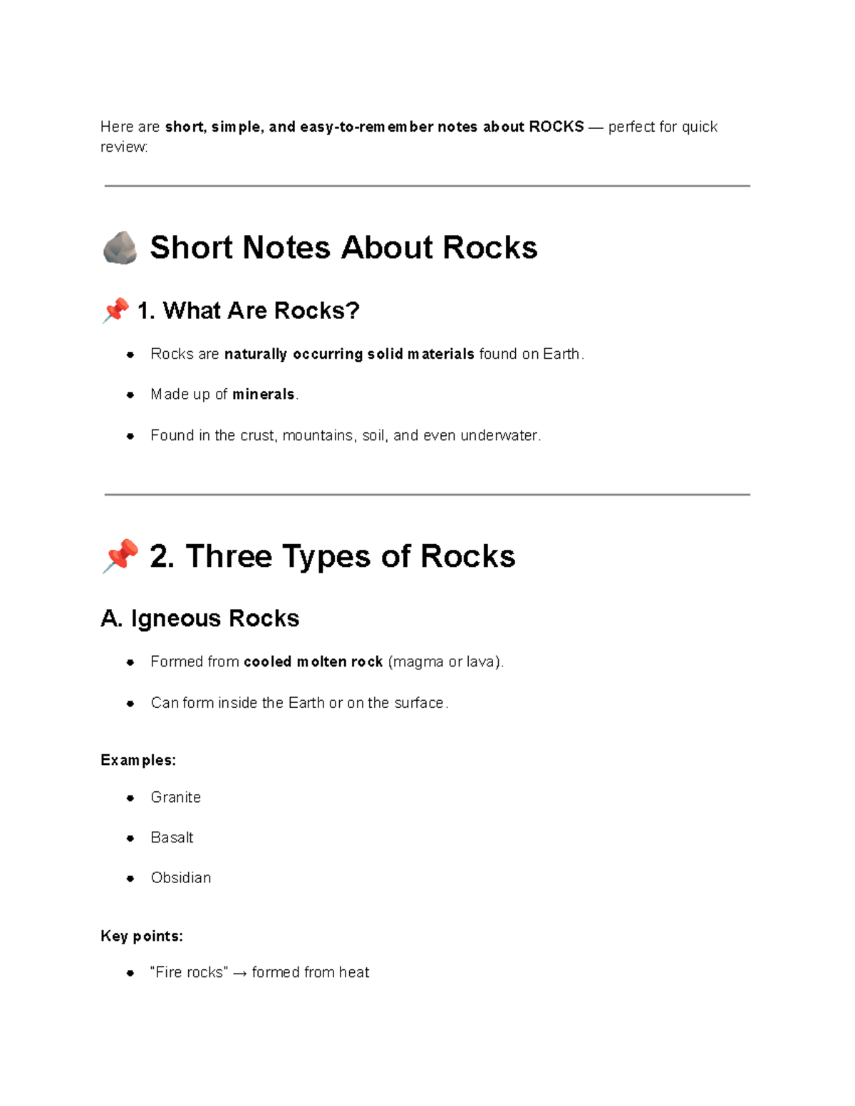 R4: Quick Review Notes on Rocks for Exam Preparation - Studocu
