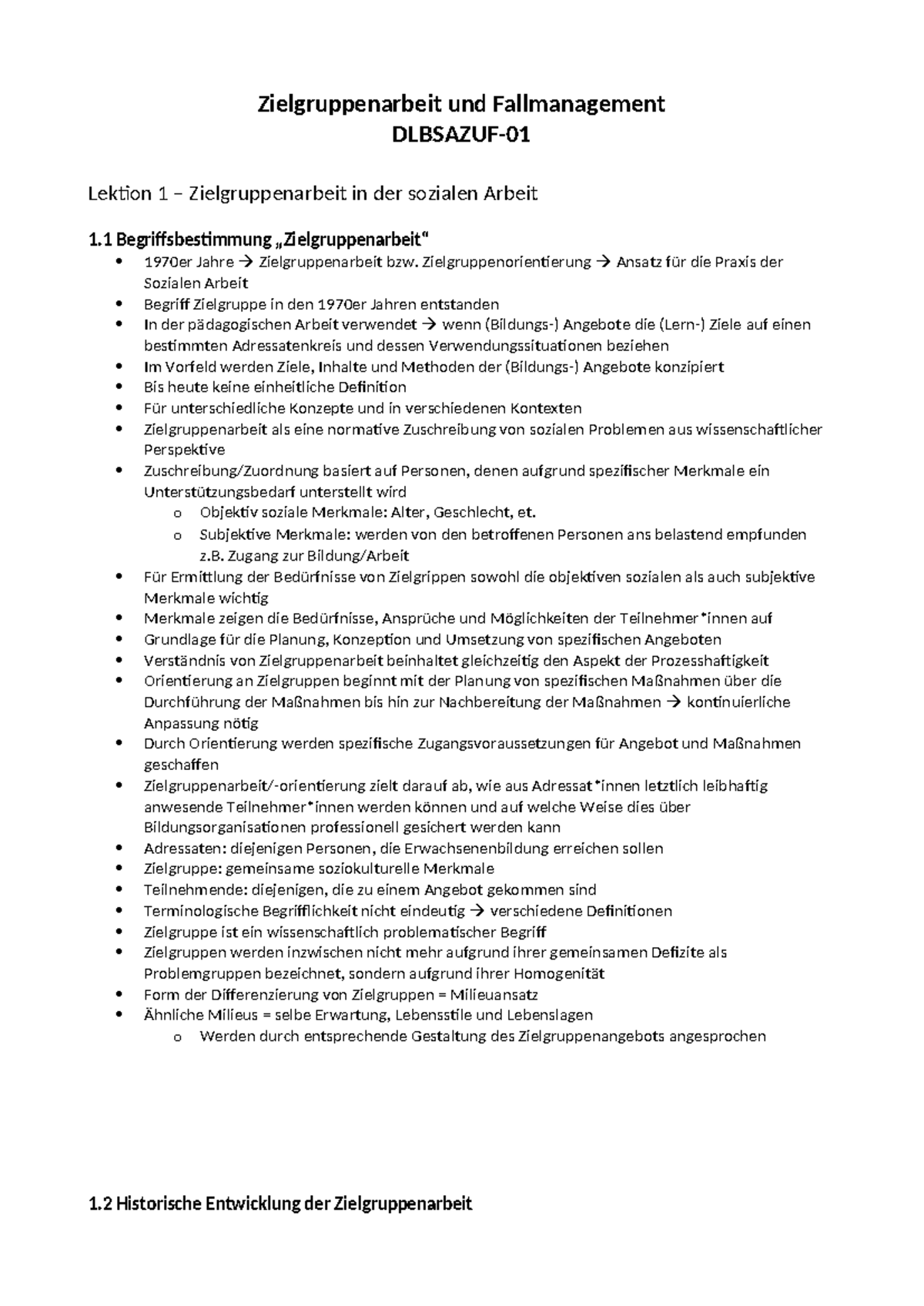 Zielgruppenarbeit und Fallmanagement Skipt Zusmmenfassung ...