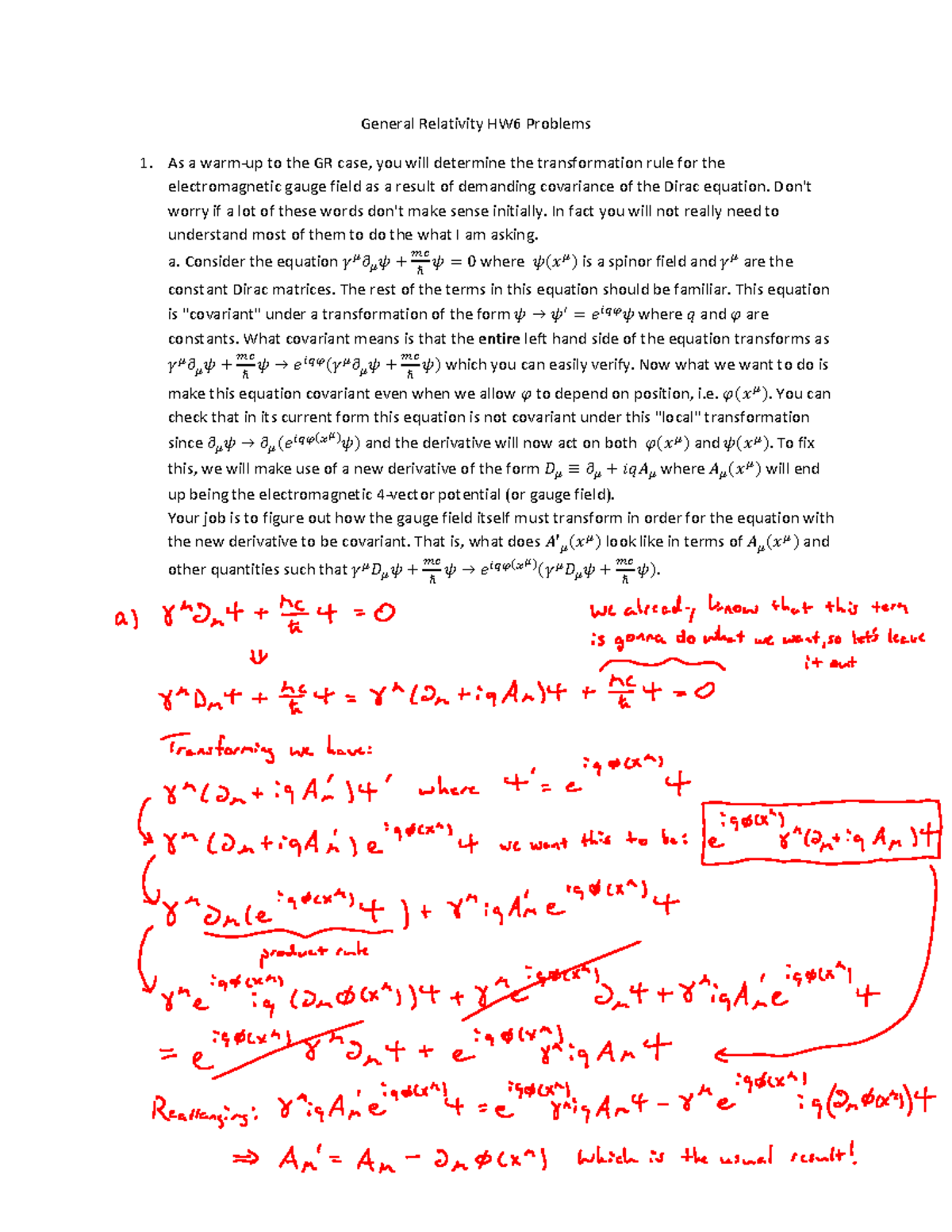 HW6 Solutions - General Relativity Homework Solutions by Dr. Flournoy ...