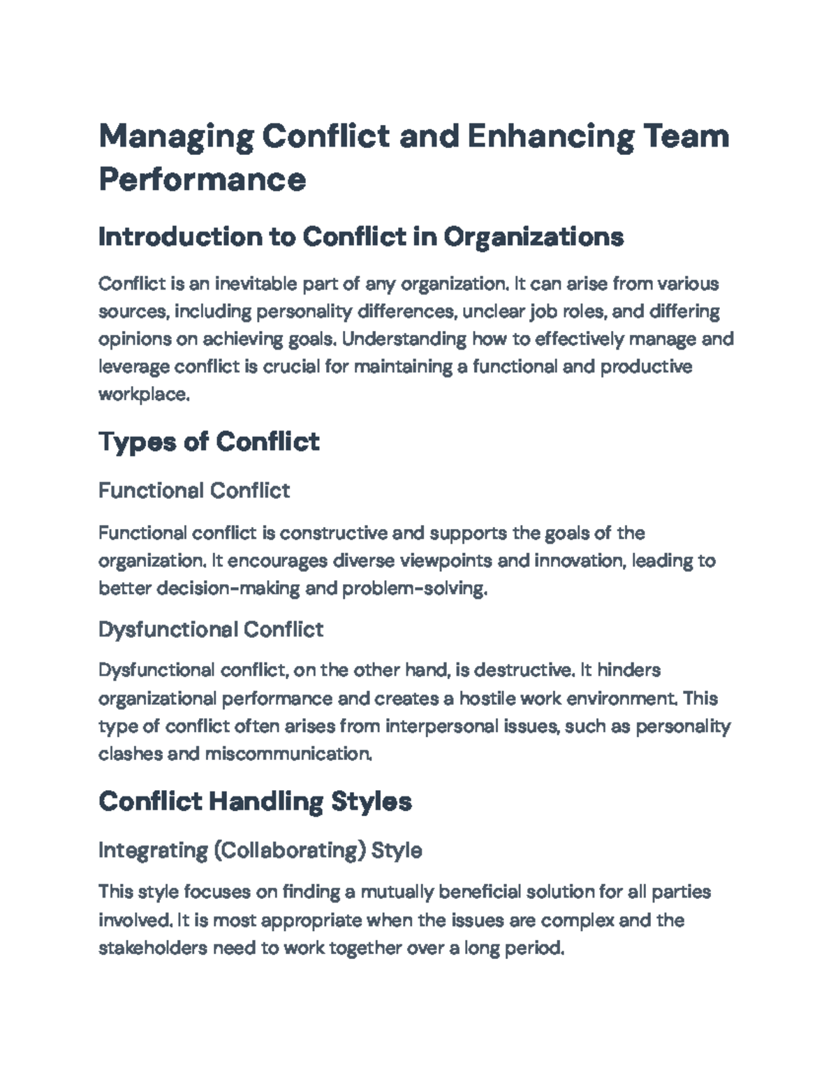 Managing Conflict and Enhancing Team Performance in Organizations ...