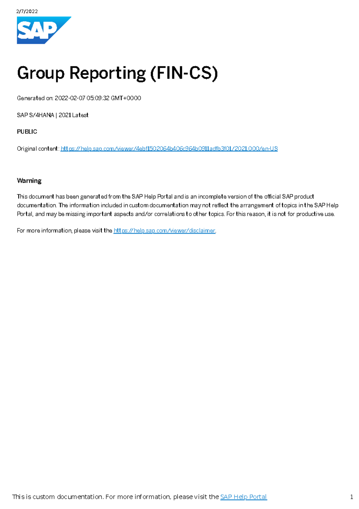 SAP FICO Guide: Group Reporting (FIN-CS) Overview & Resources - Studocu