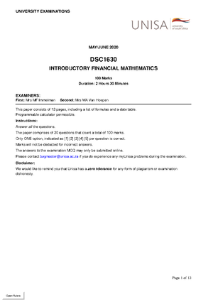 DSC1630 2020 TL SOL3 1 E - Solution for Assignment 3 - Solution Assignment 03 Introductory ...