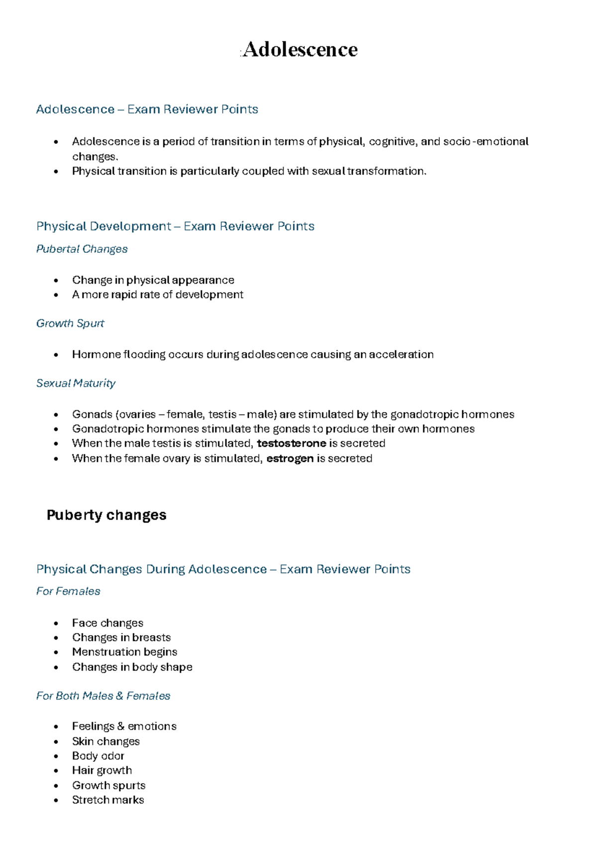 Adolescence 101: Key Exam Points on Physical & Cognitive Development ...