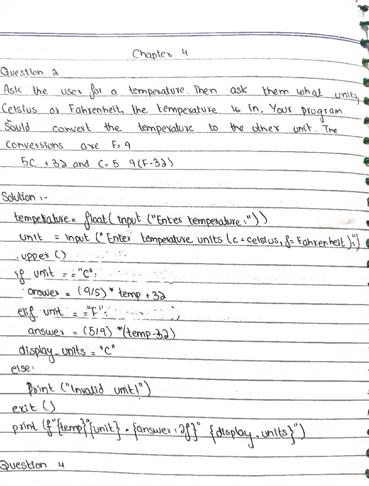 Chapter 4 & 5 Programming Exercises: Temp Conversion & Student Credits - Studocu