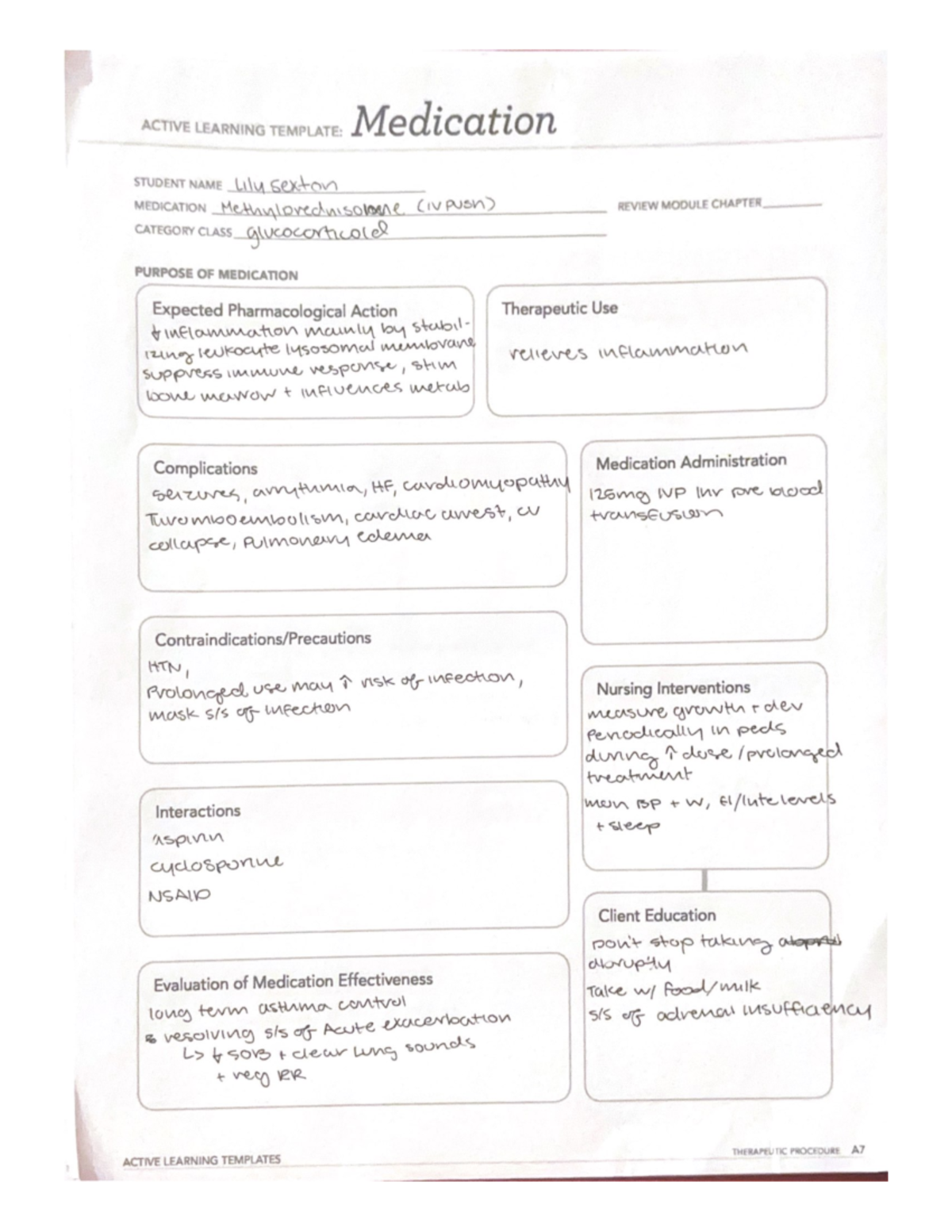 Active Learning Template: Pediatric Medication Overview for 9 Peds Meds ...
