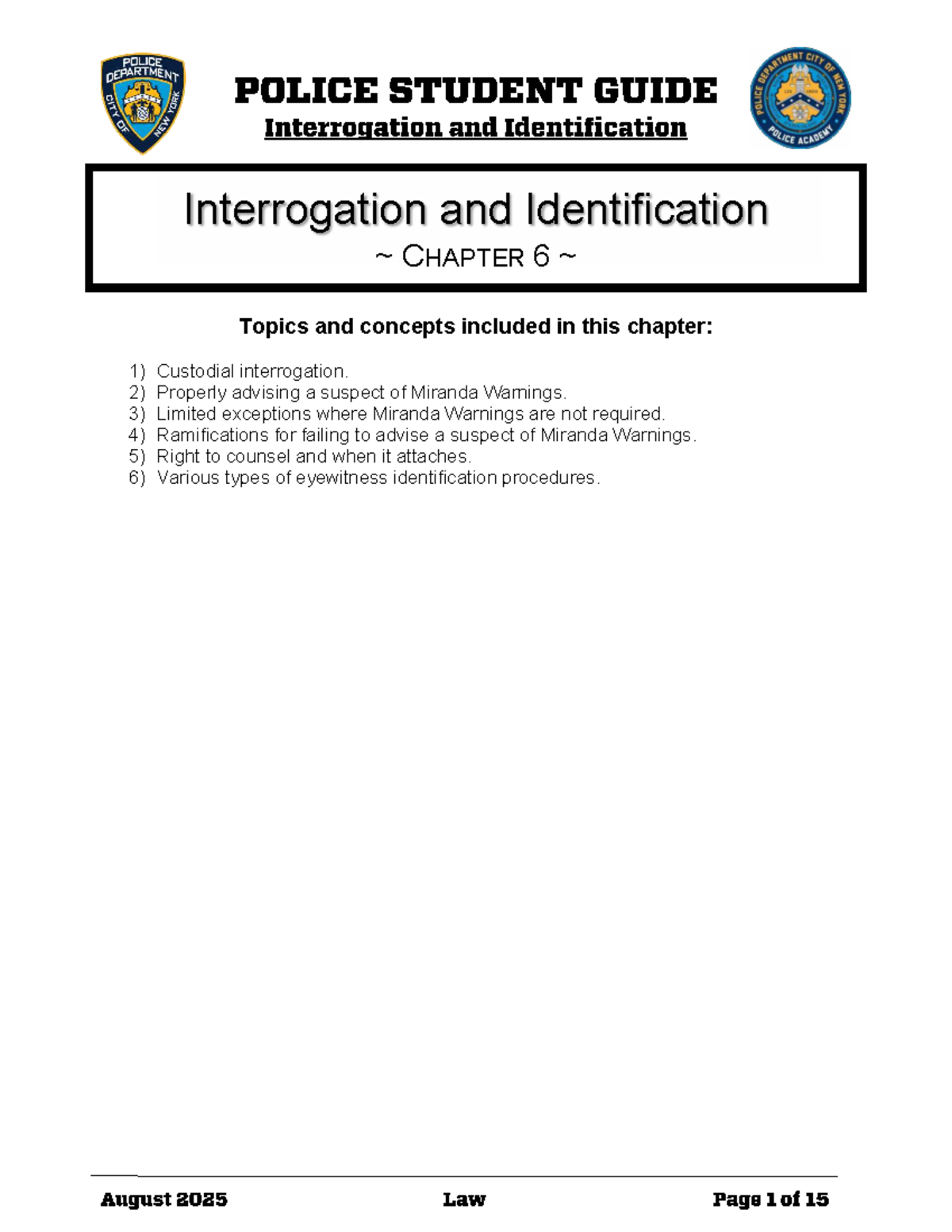 Miranda Rights and Custodial Interrogation Procedures (LAW123) - Studocu