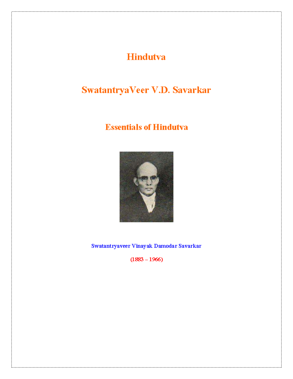 HIND 101: Essentials of Hindutva - Key Concepts and Discussions - Studocu