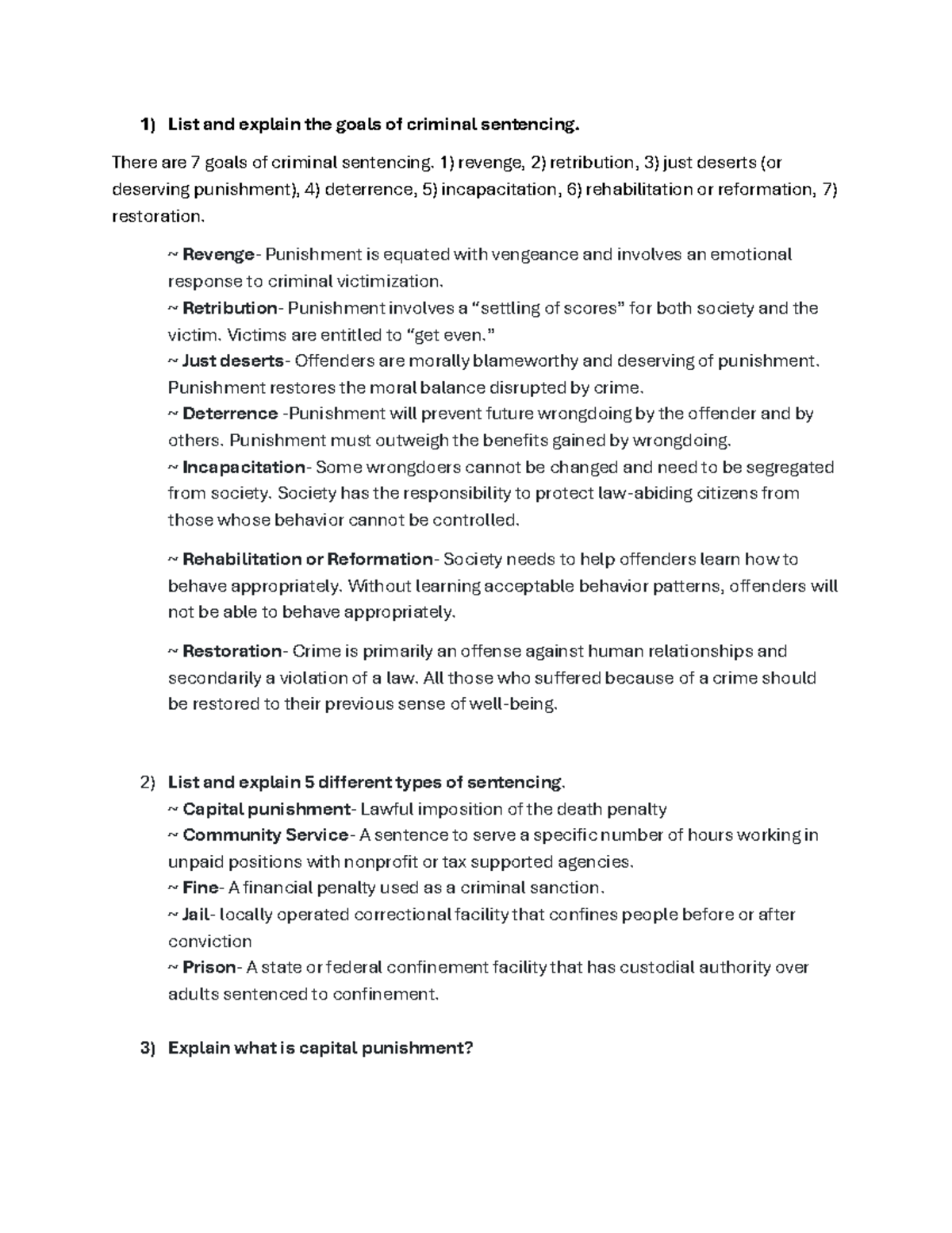 Criminal Sentencing Goals & Types: An Overview (CRJ 101) - Studocu