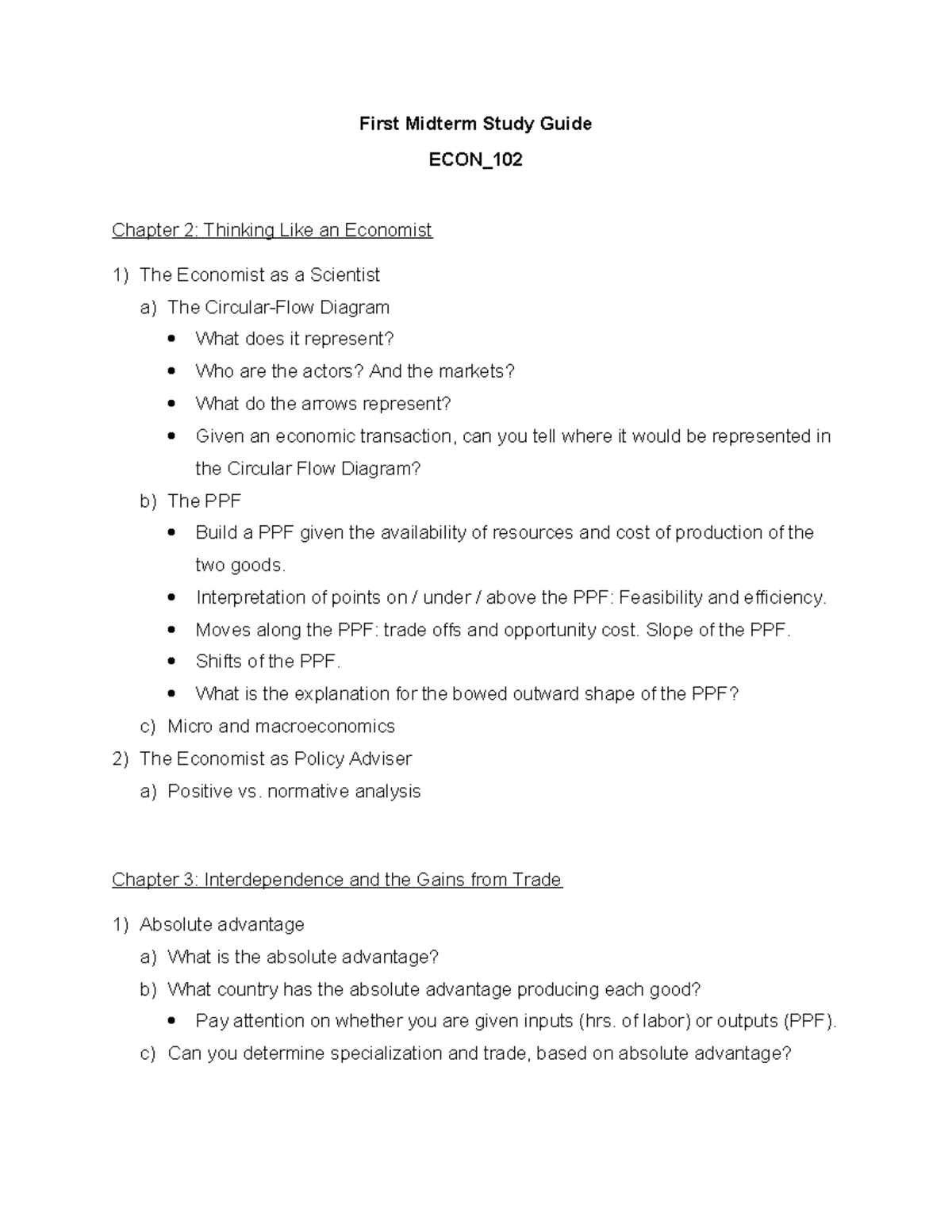 Midterm Study Guide for ECON_102: Key Economic Concepts Explained - Studocu