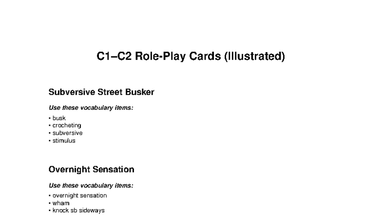 C1 C2 Role Play Cards - Objective proficiency - C1–C2 Role-Play Cards ...