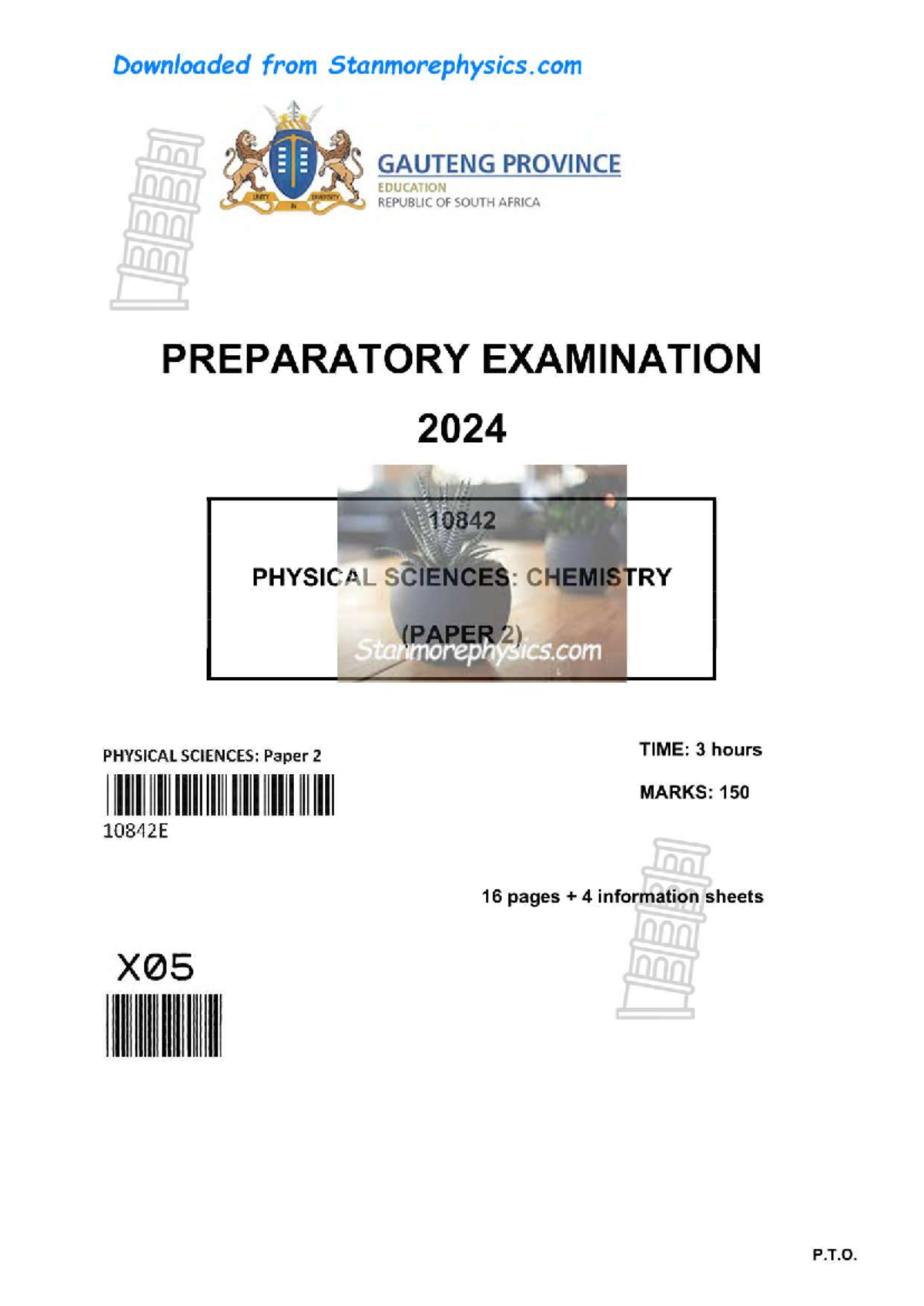 GP Physical Sciences Grade 12 September 2024 P2 Exam Paper and Memo ...