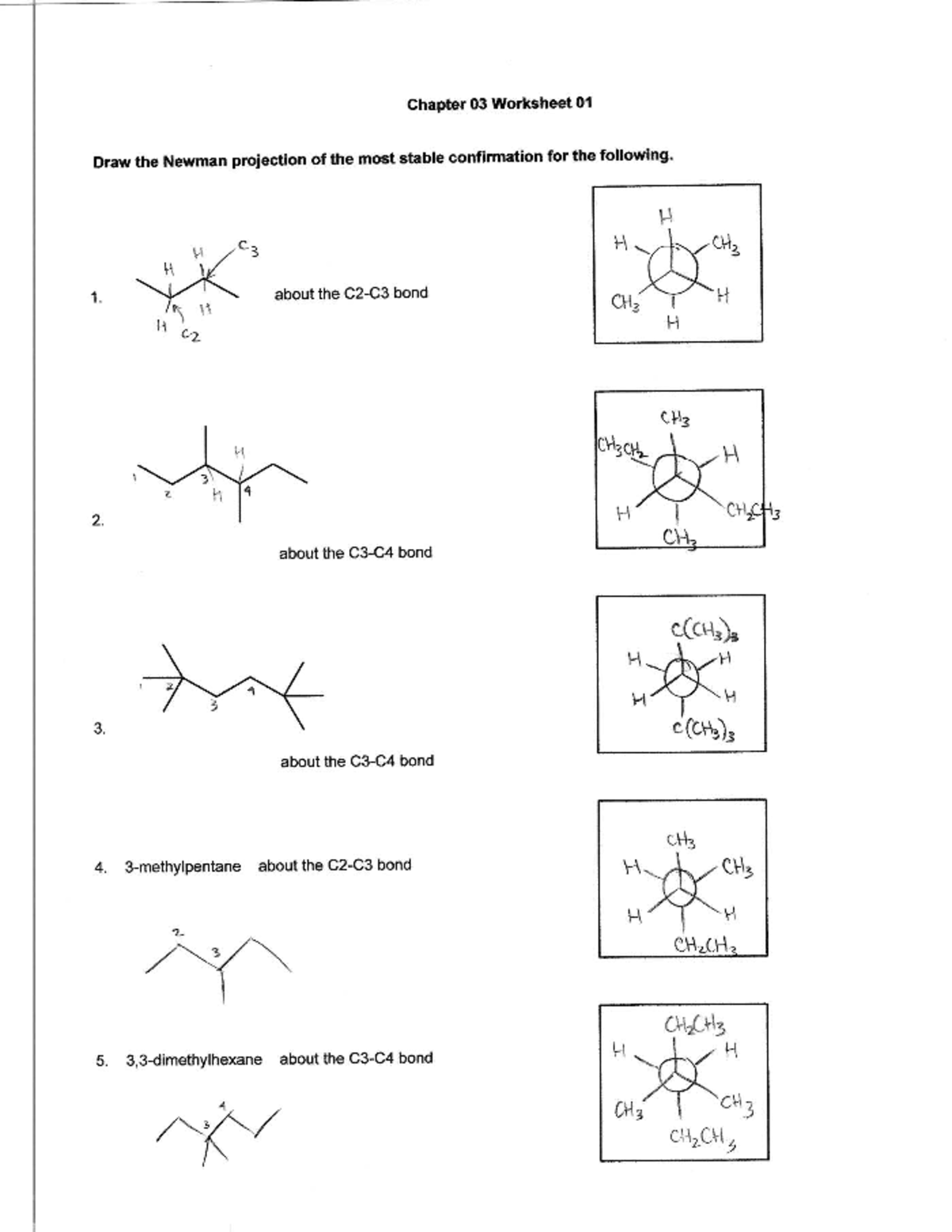 Chapter 03 Worksheet 01: Newman Projections & IUPAC Naming - Studocu