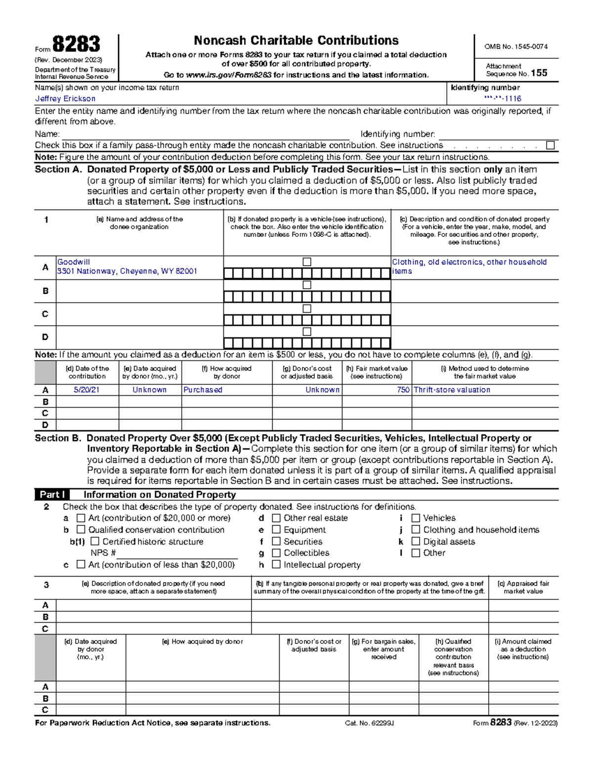 ACC 330 Noncash Charitable Contributions - Form 8283 Instructions - Studocu