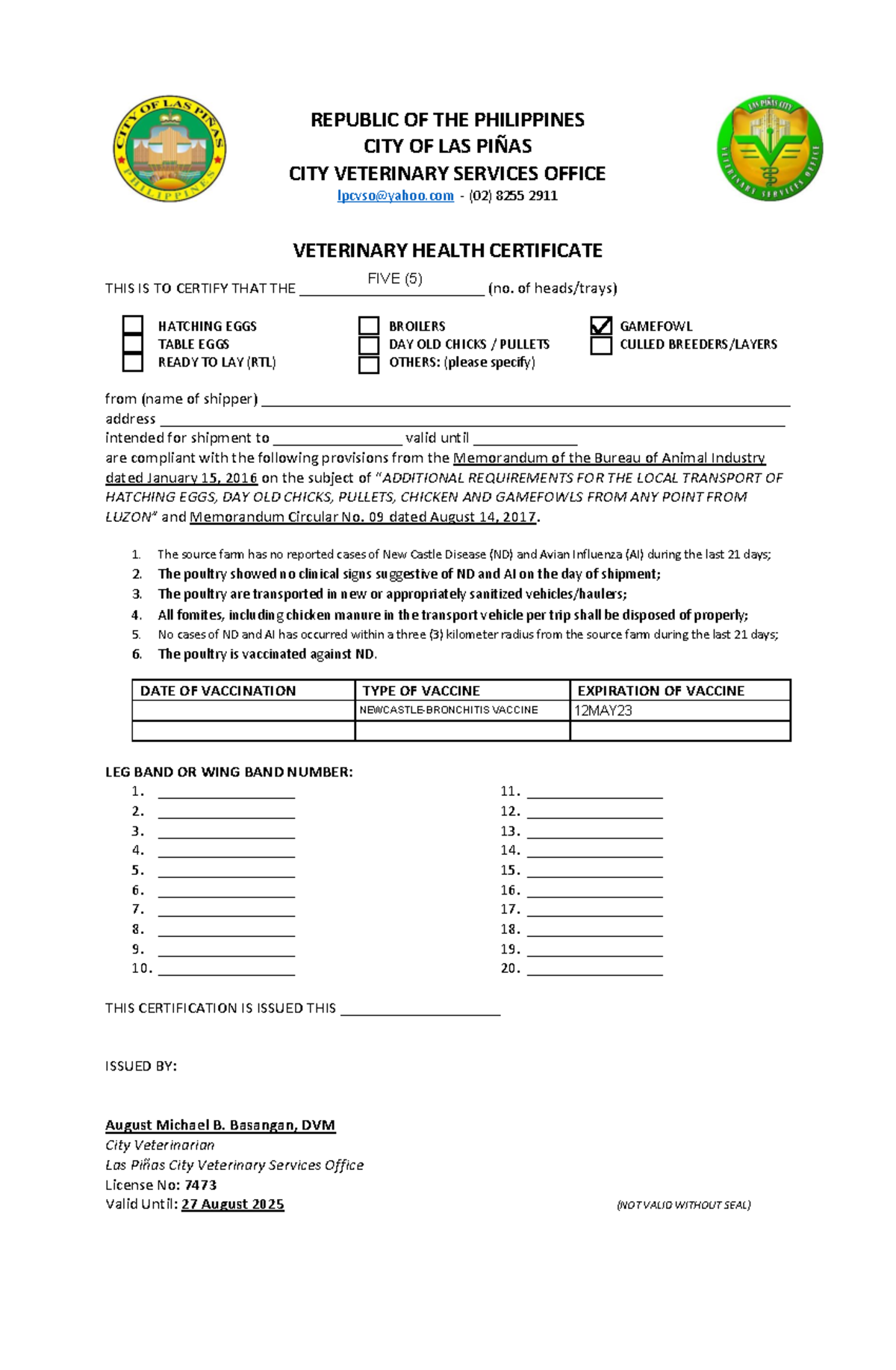 Veterinary Health Certificate - VHC Compliance Guidelines Form - Studocu