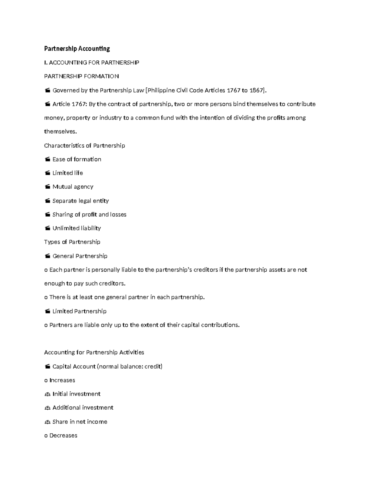 AFAR 101: Partnership Accounting Study Notes and Key Concepts - Studocu