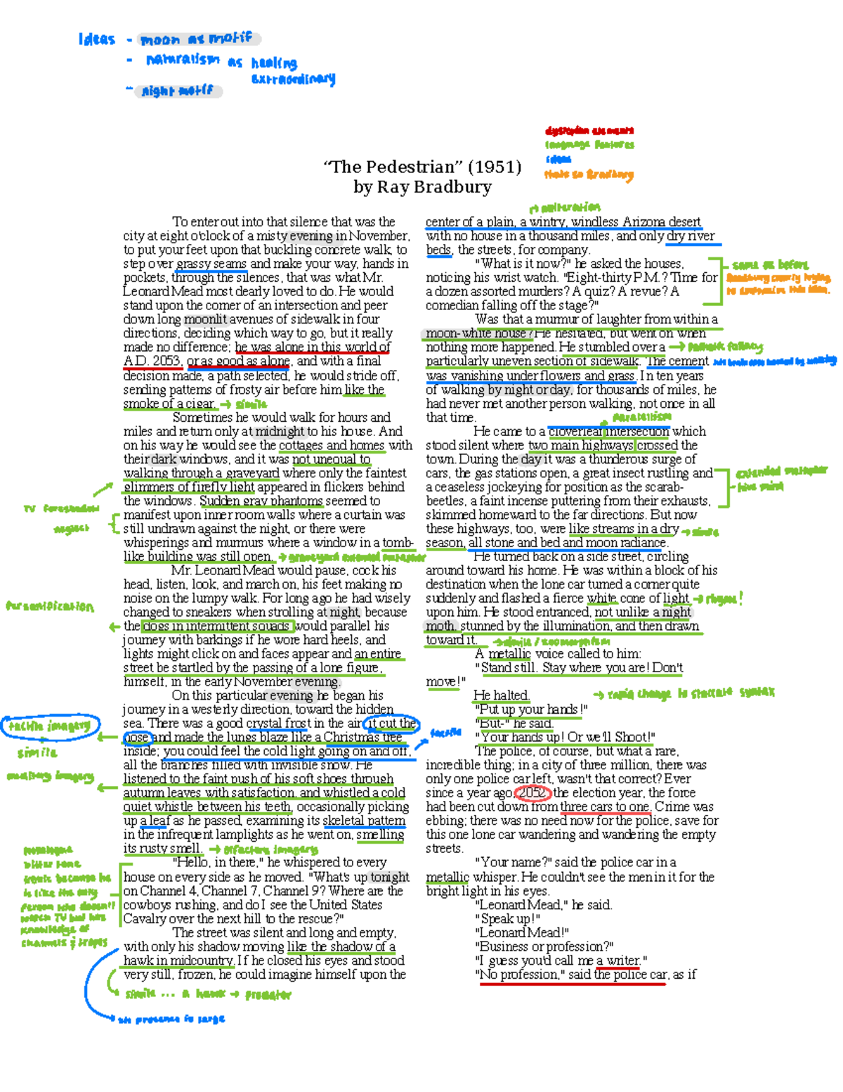 **ENG 101 - Essay Notes: Analyzing "The Pedestrian" by Ray Bradbury ...