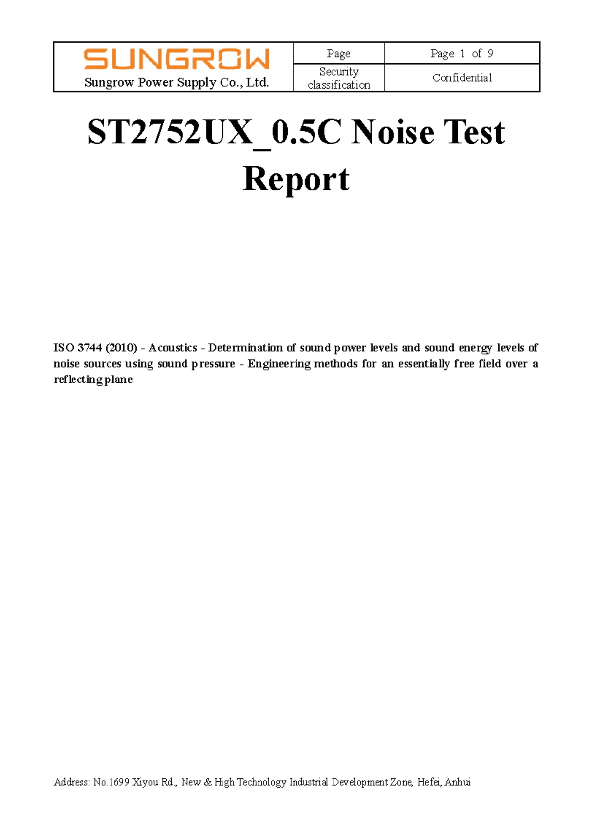 ST2752UX Noise Test Report (ISO 3744) - Standard Version V1 - Studocu