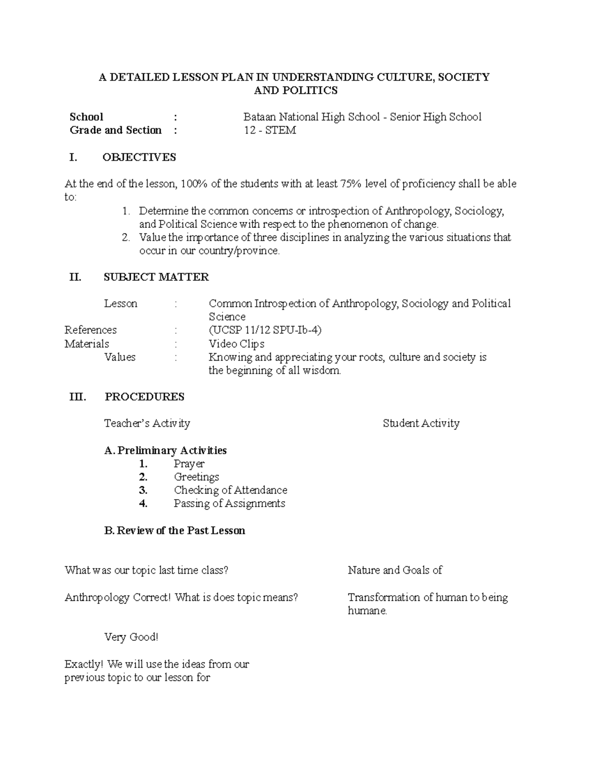 534978132-Detailed-Lesson-Plan-on Culture, Society & Politics - Studocu