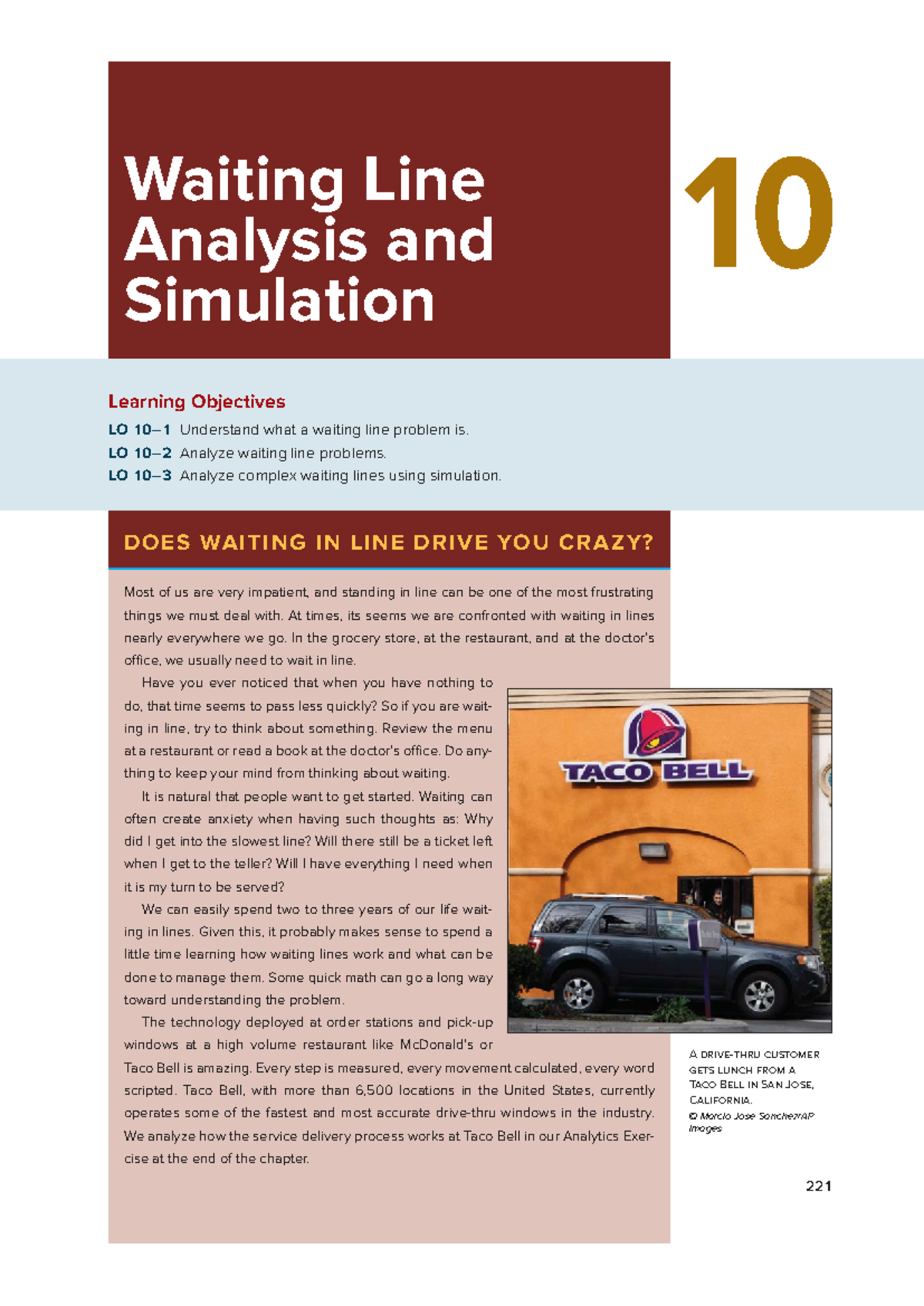 Chapter 10 - Waiting Line Analysis and Simulation - 221 DOES WAITING IN ...