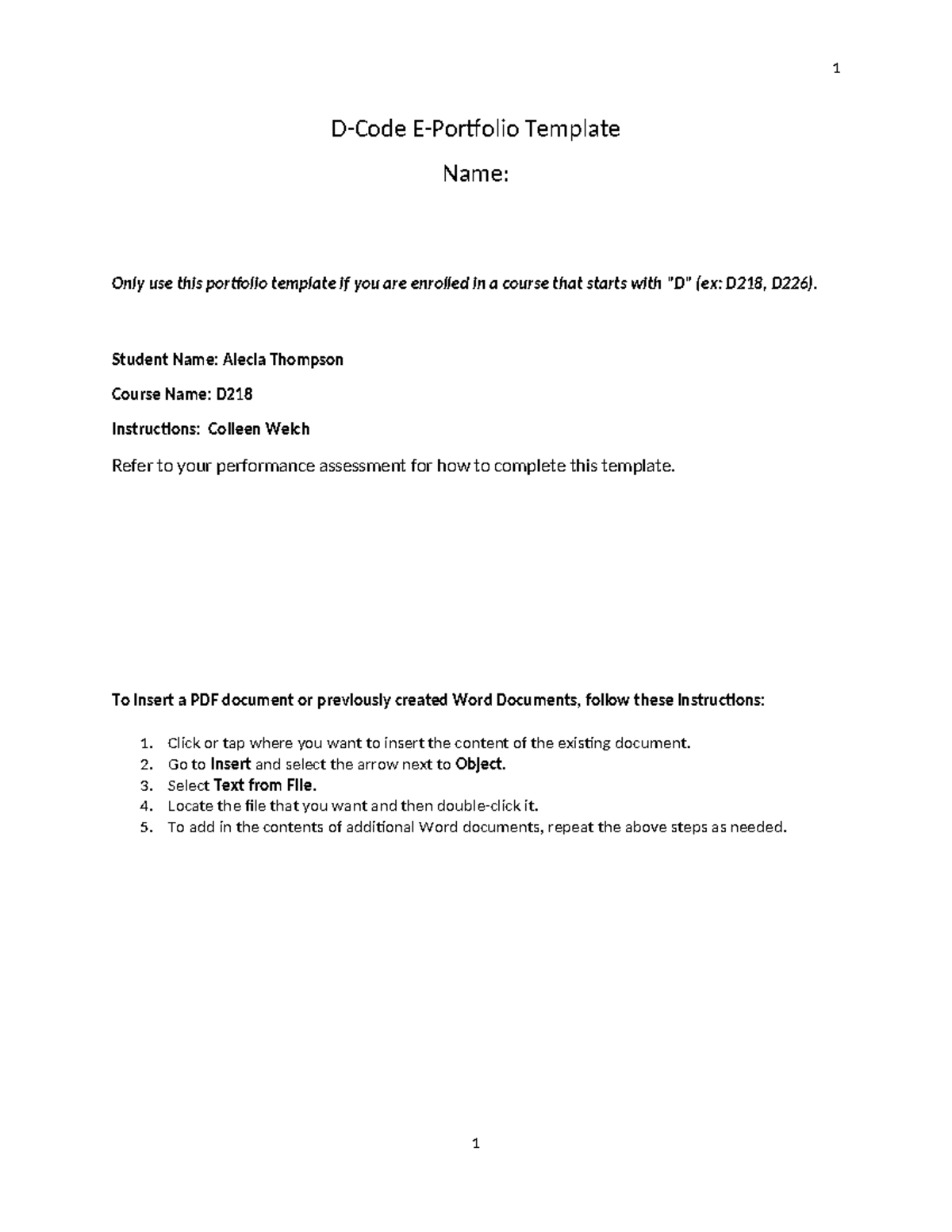 D218 - E-Portfolio Template for Student Performance Assessment - Studocu