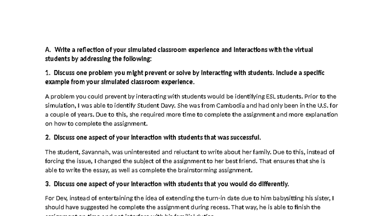 DKM3 - Task 3 Reflection on Teacher-Student Interactions - Studocu