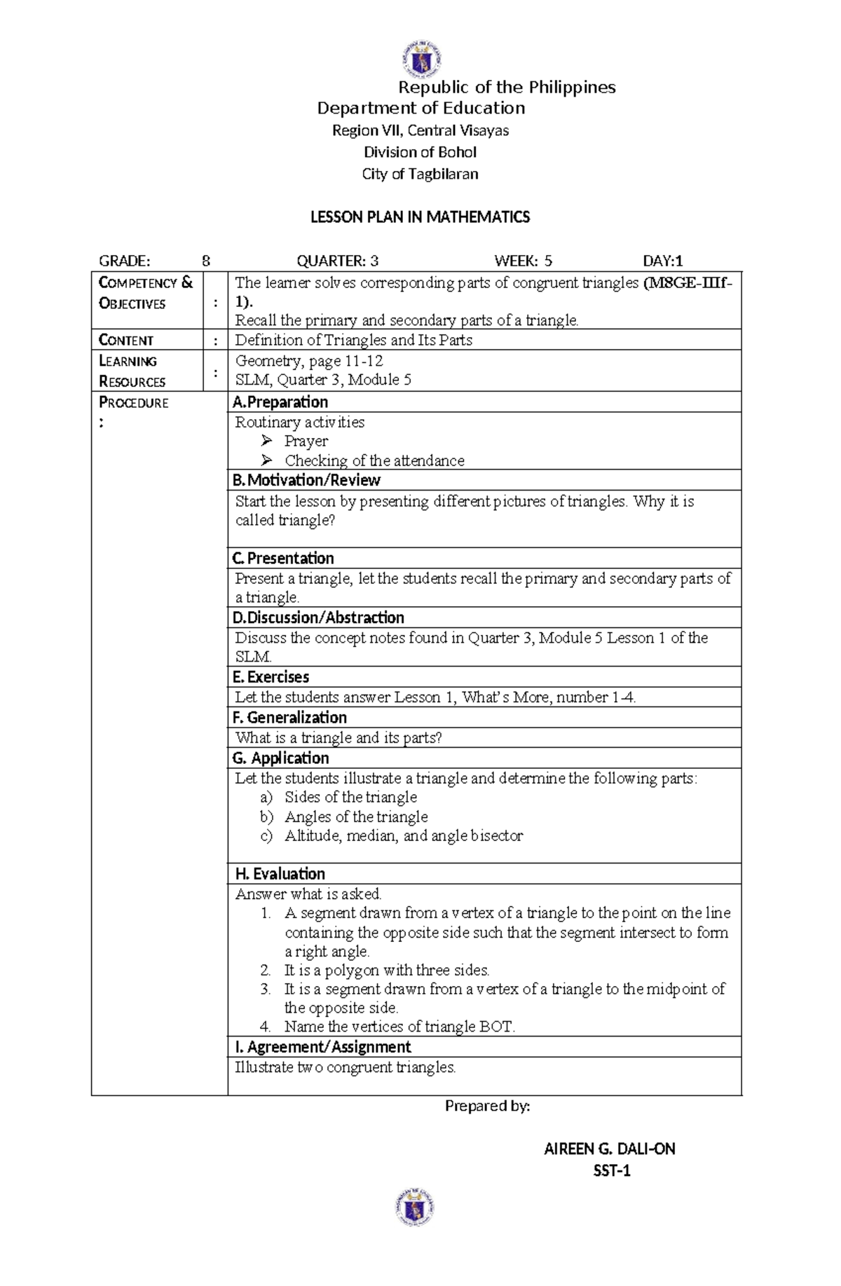 Prototype-math8-Q3wk5 - Department of Education Region VII, Central ...