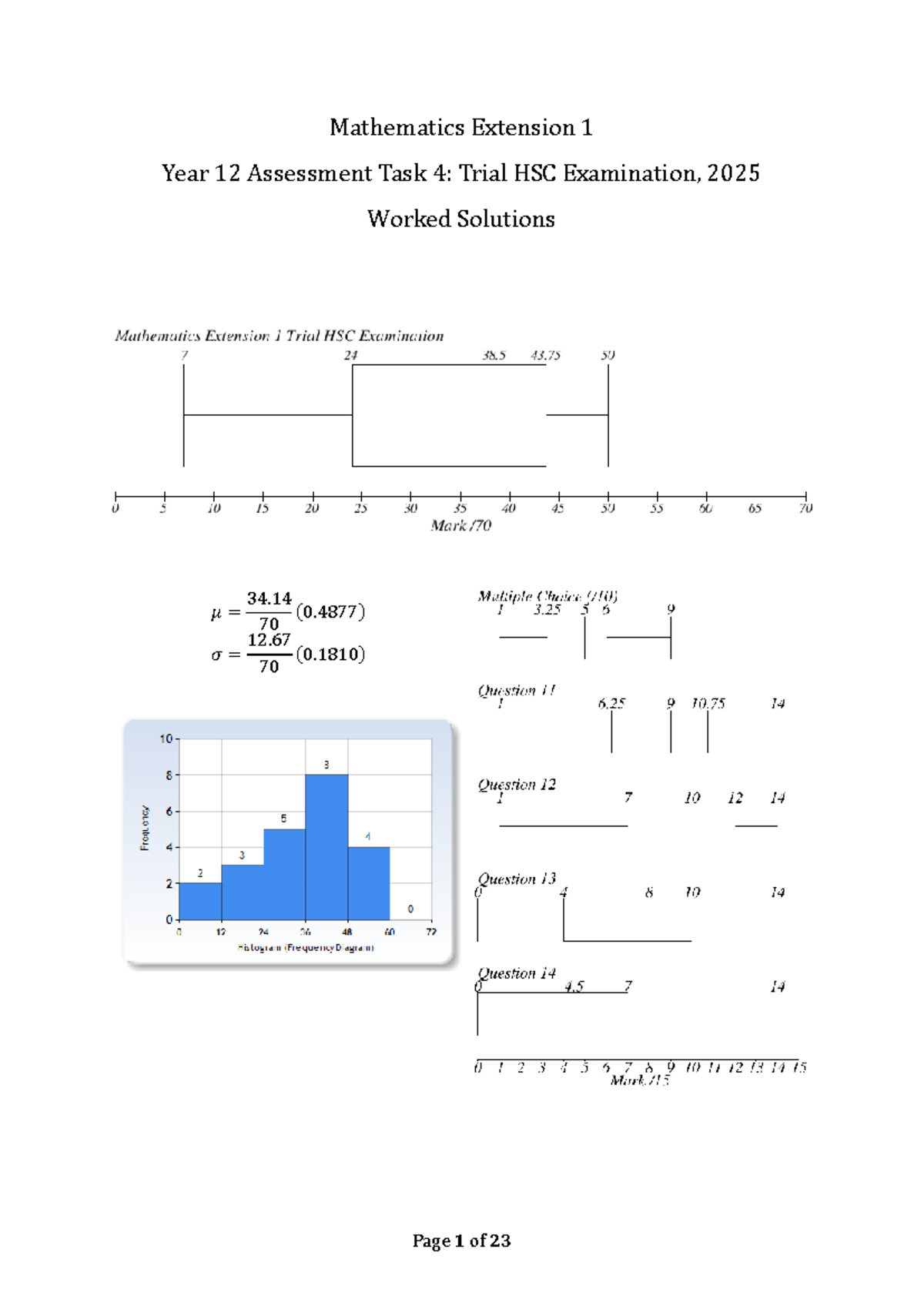 2025 Year 12 Mathematics Extension 1 Trial HSC Exam Solutions - Studocu