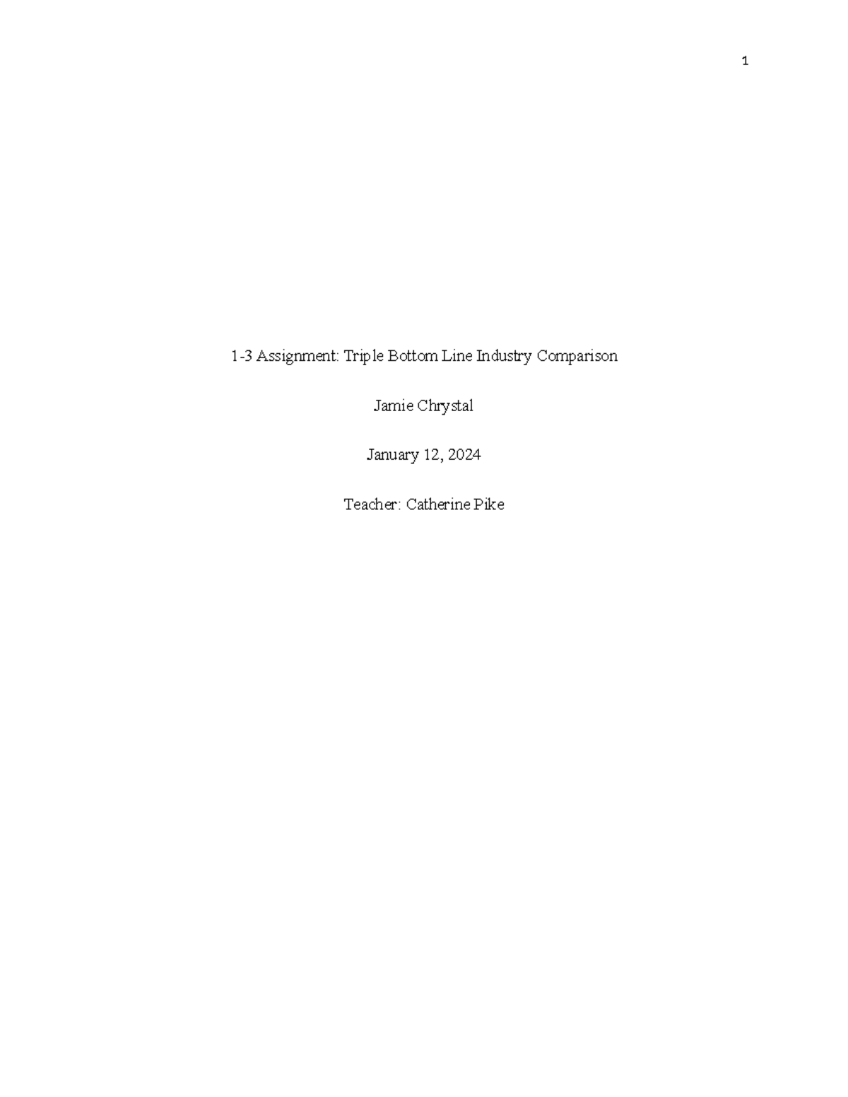 MODULE 1 ASSIGNMENT: Triple Bottom Line Industry Analysis - Studocu