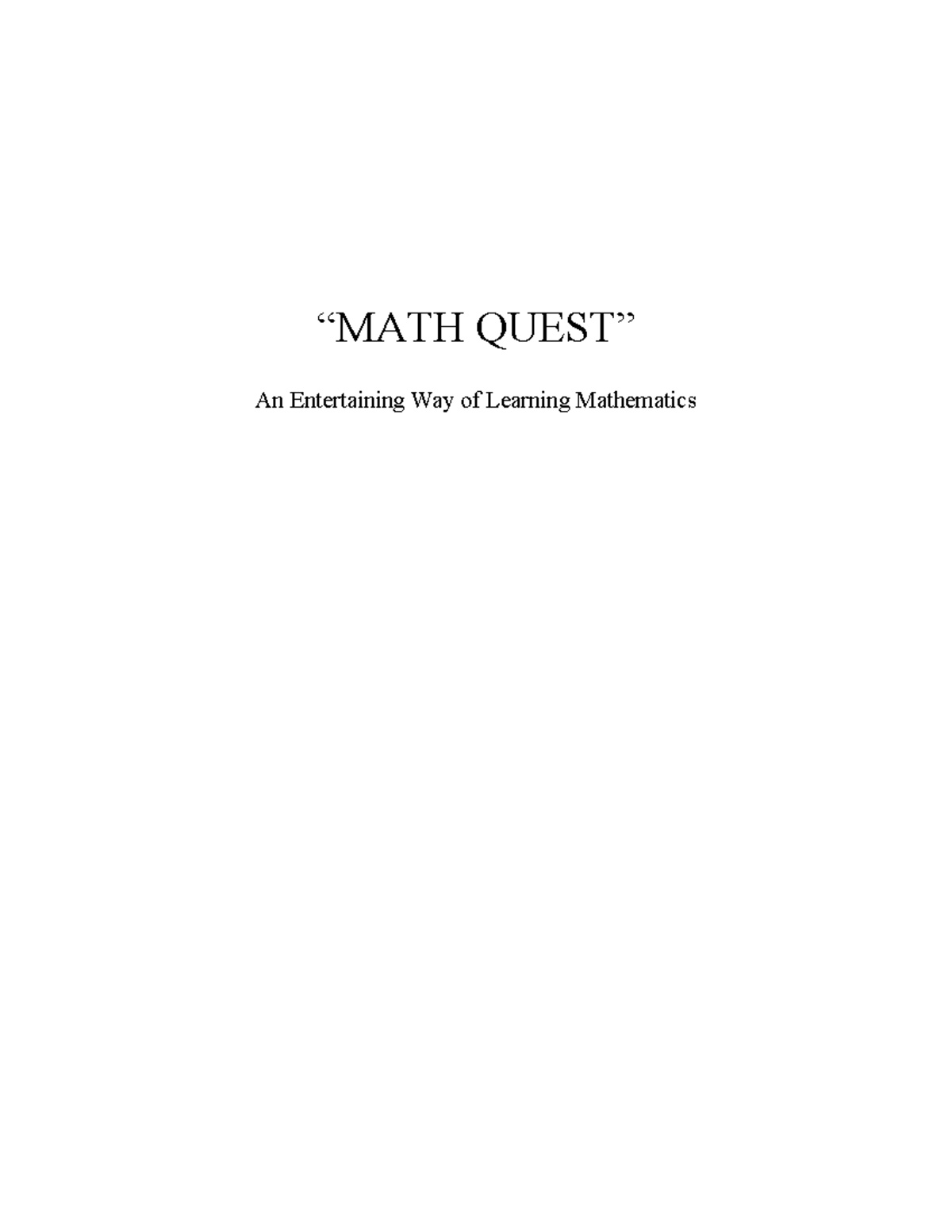 Math Quest: An Engaging Game for Learning Mathematics (MATH 101) - Studocu