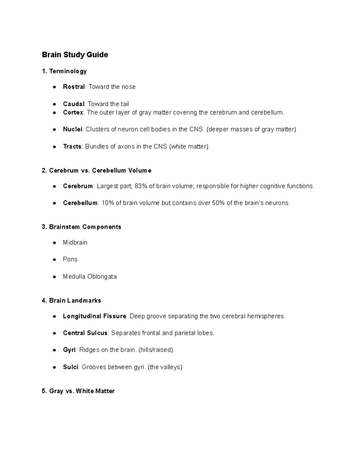 Exam 4 Study Guide - Brain and Autonomic Nervous System Overview ...