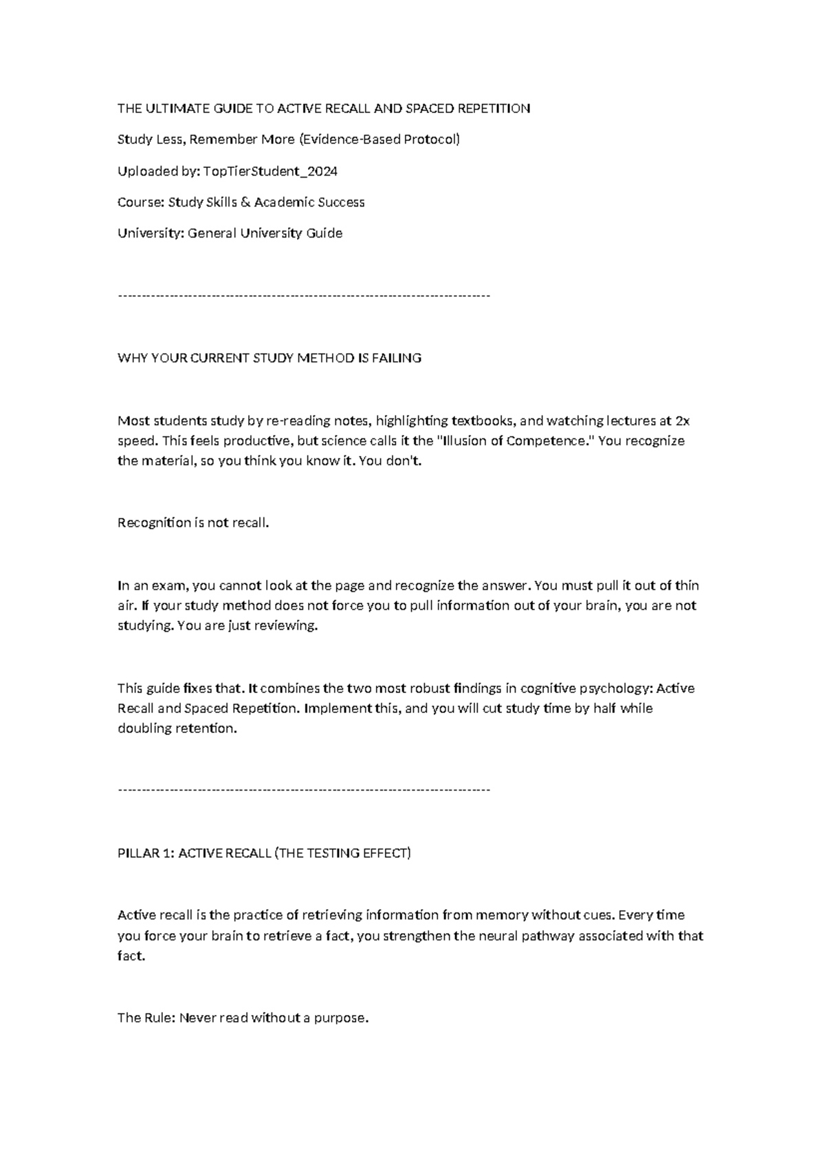 Active Recall & Spaced Repetition Guide (Study Skills 2024) - Studocu