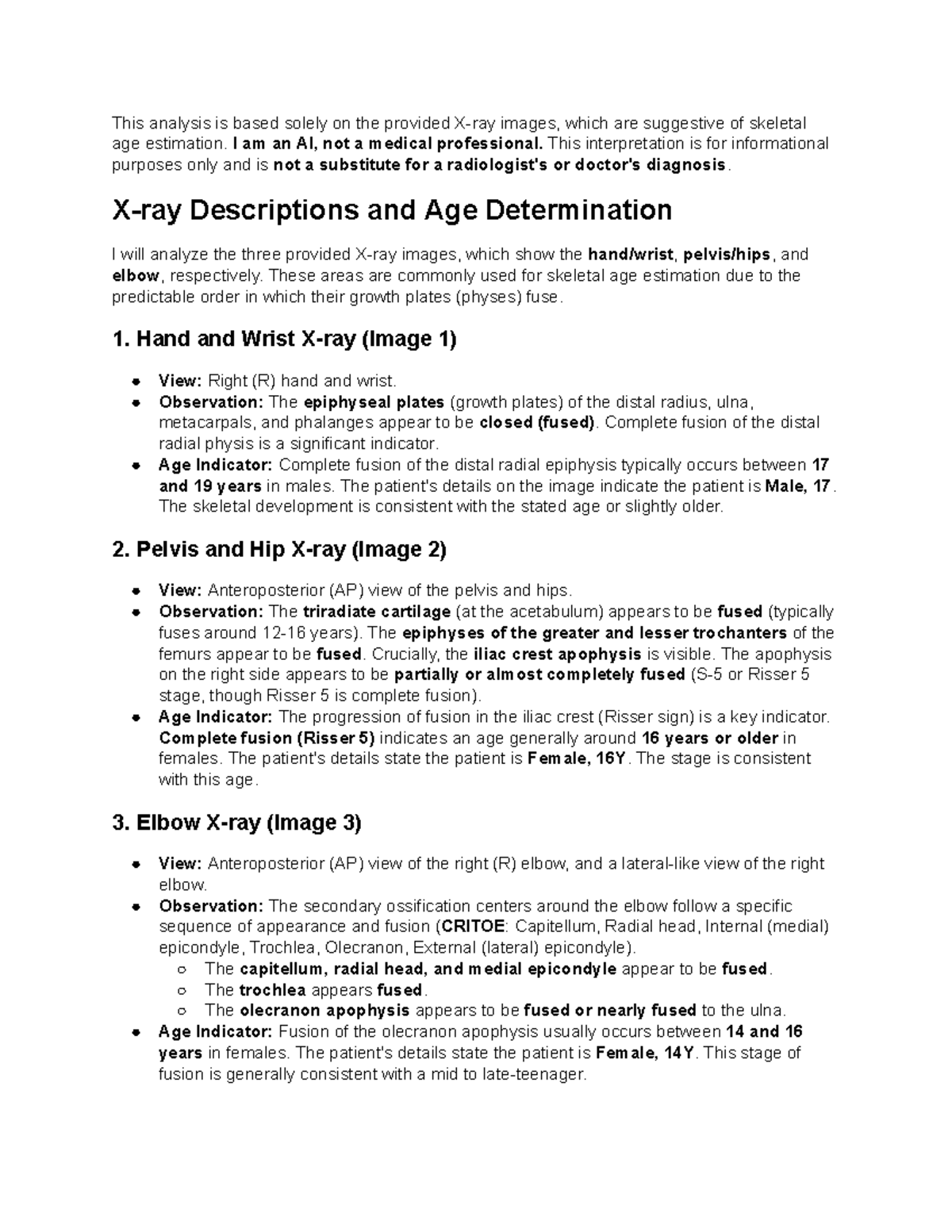 Skeletal Age Estimation Analysis: X-ray Interpretation & Findings - Studocu